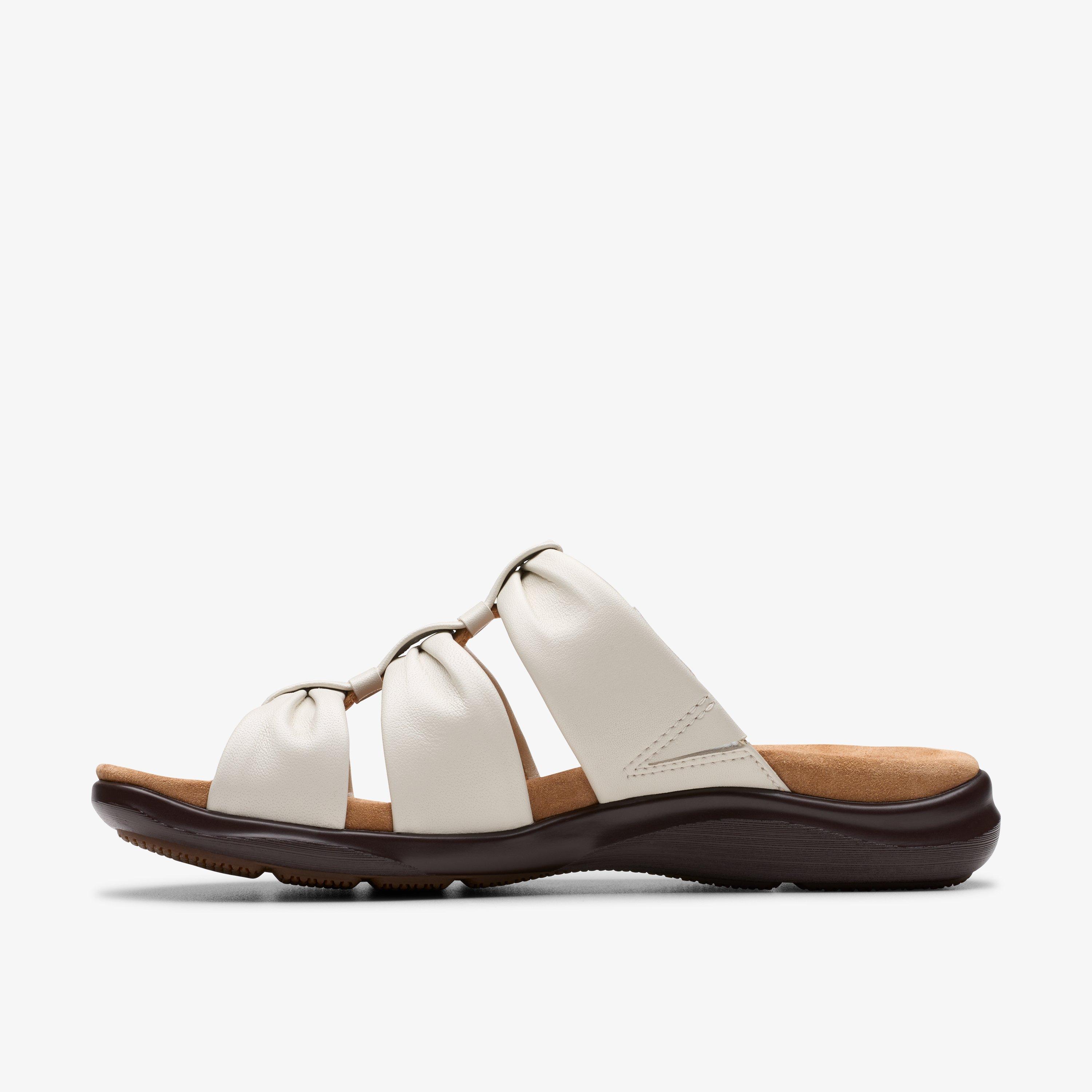 Women's Kitly Slide Cream Leather Flat Sandals | Clarks