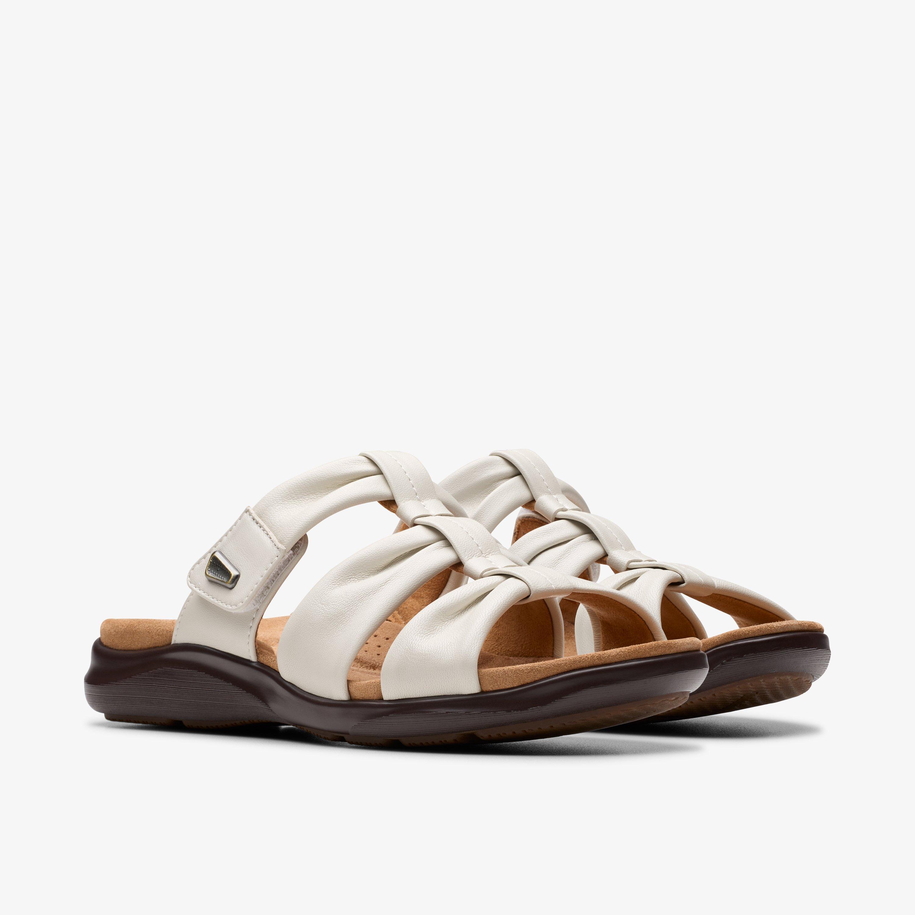 Women's Kitly Slide Cream Leather Flat Sandals | Clarks