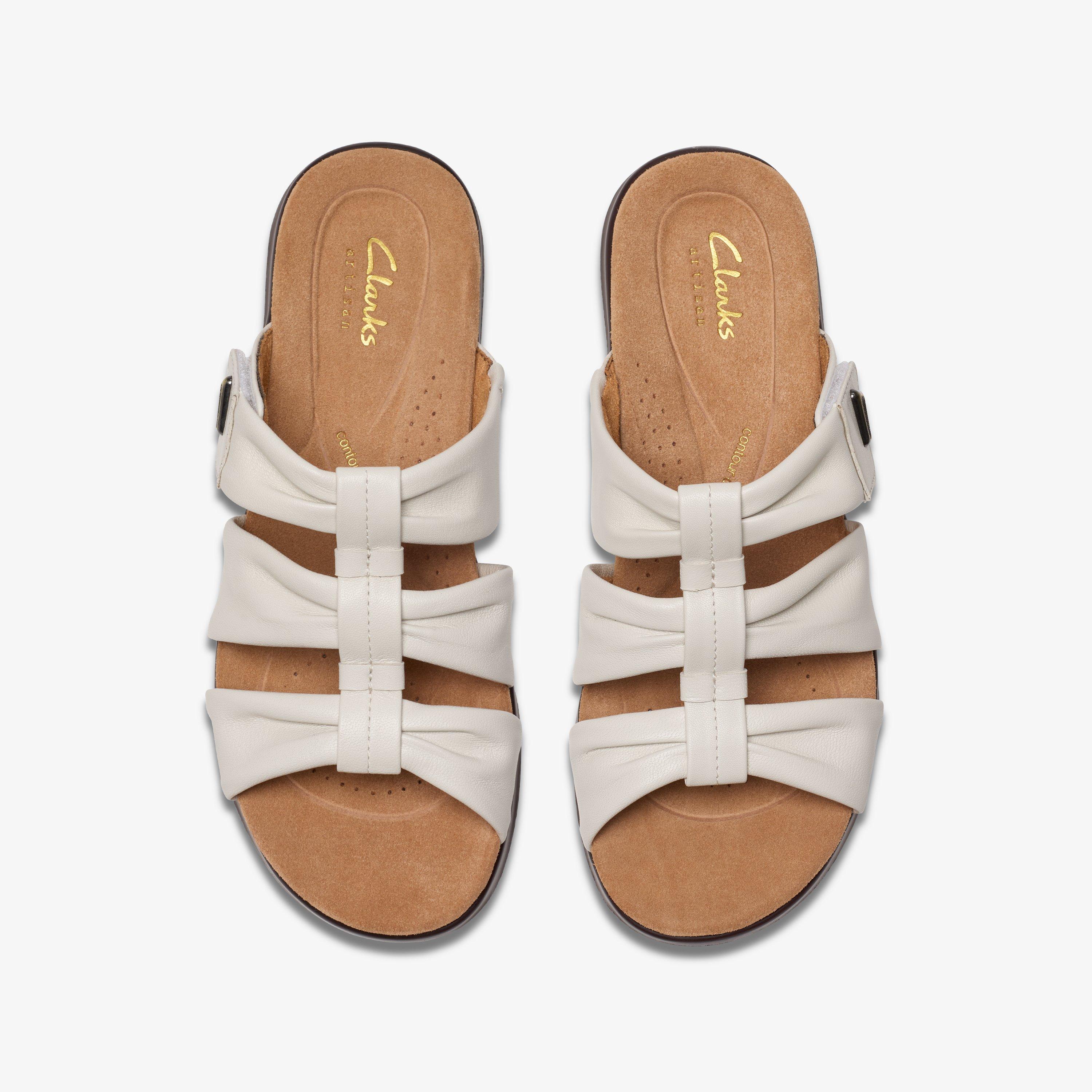 Women's Kitly Slide Cream Leather Flat Sandals | Clarks