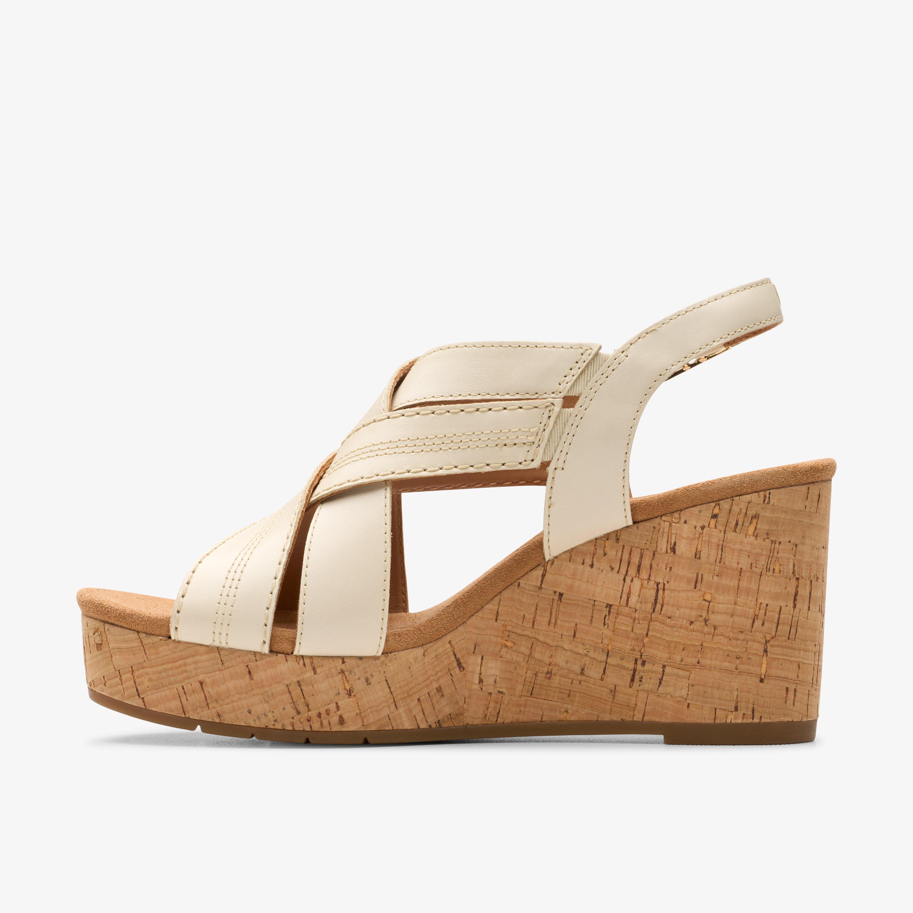 Sandali con zeppa in pelle crema Sabina Sling da donna | Clarks
