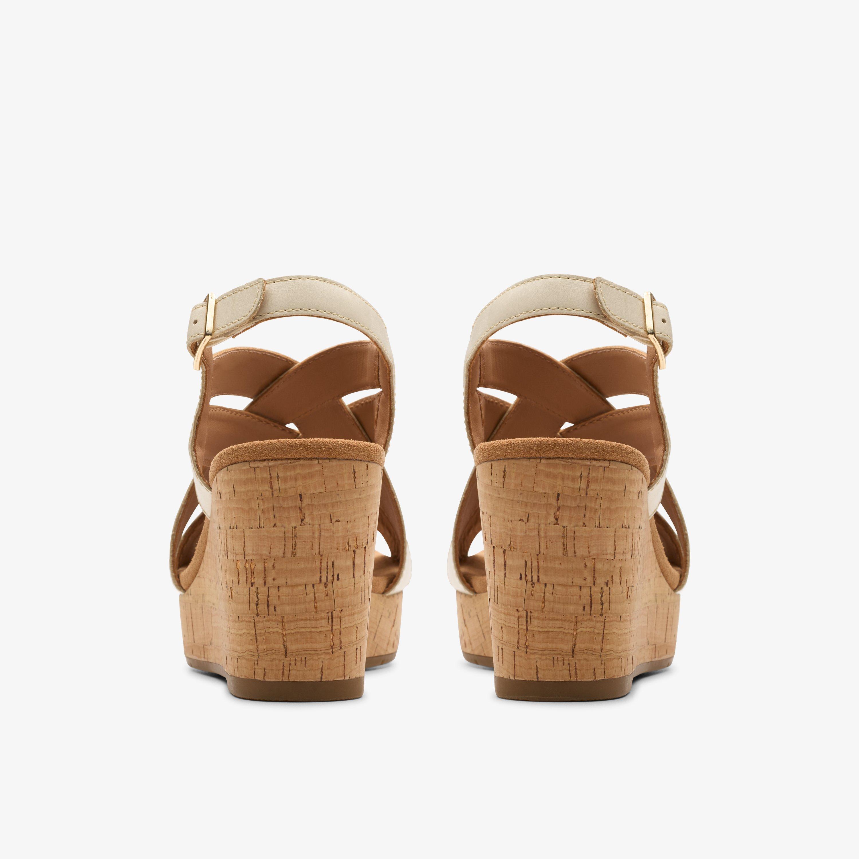 Womens Sabina Sling Cream Leather Wedges | Clarks