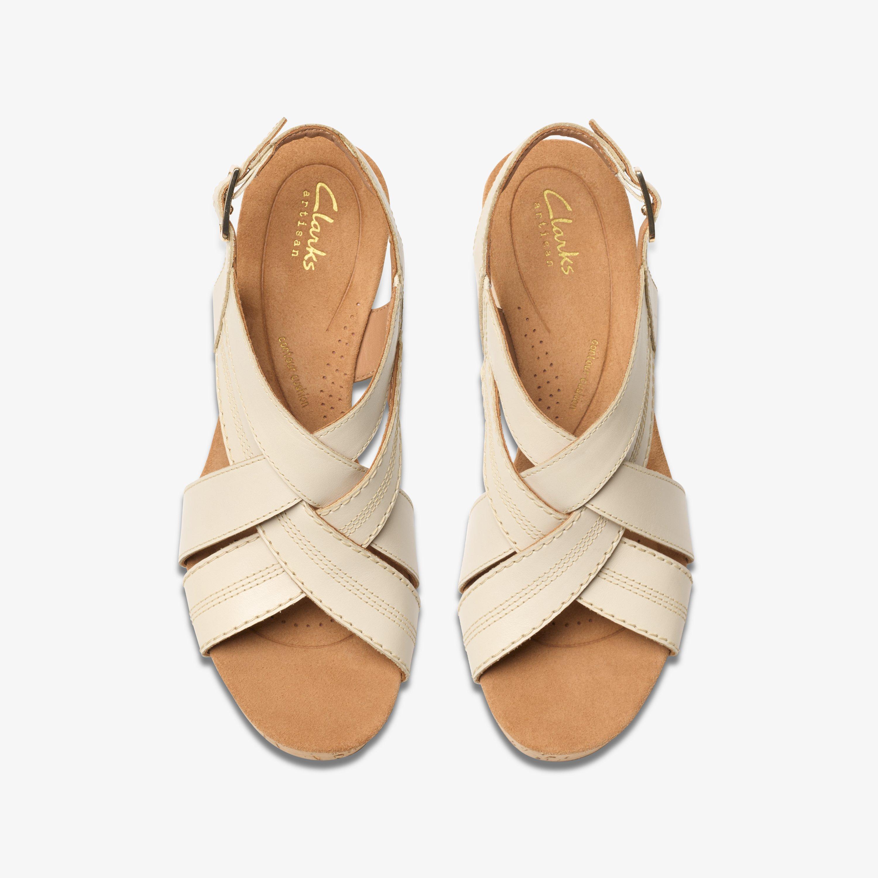 Womens Sabina Sling Cream Leather Wedges | Clarks