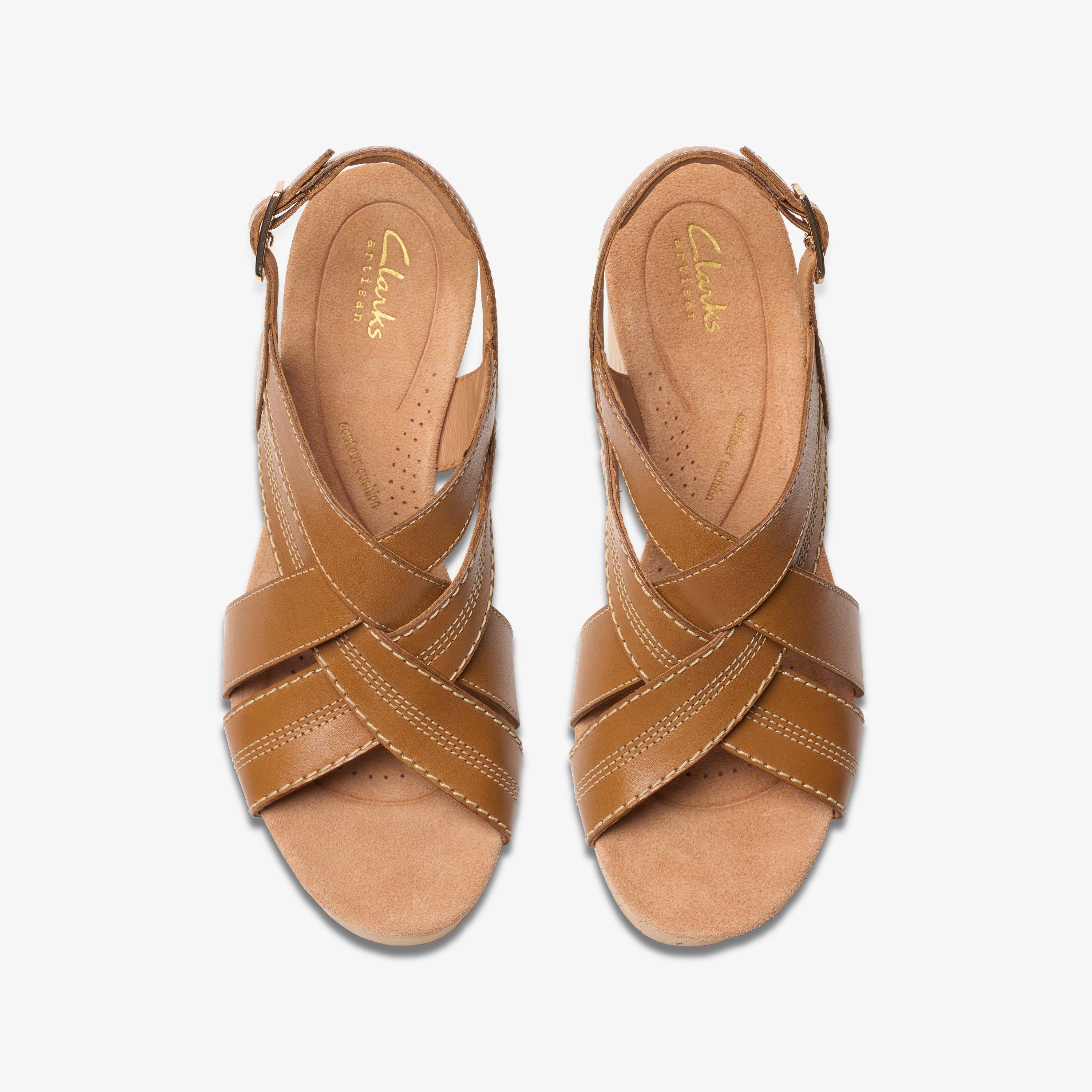 Womens Sabina Sling Tan Leather Wedges, Two Part Sandals, Wedge Sandals ...