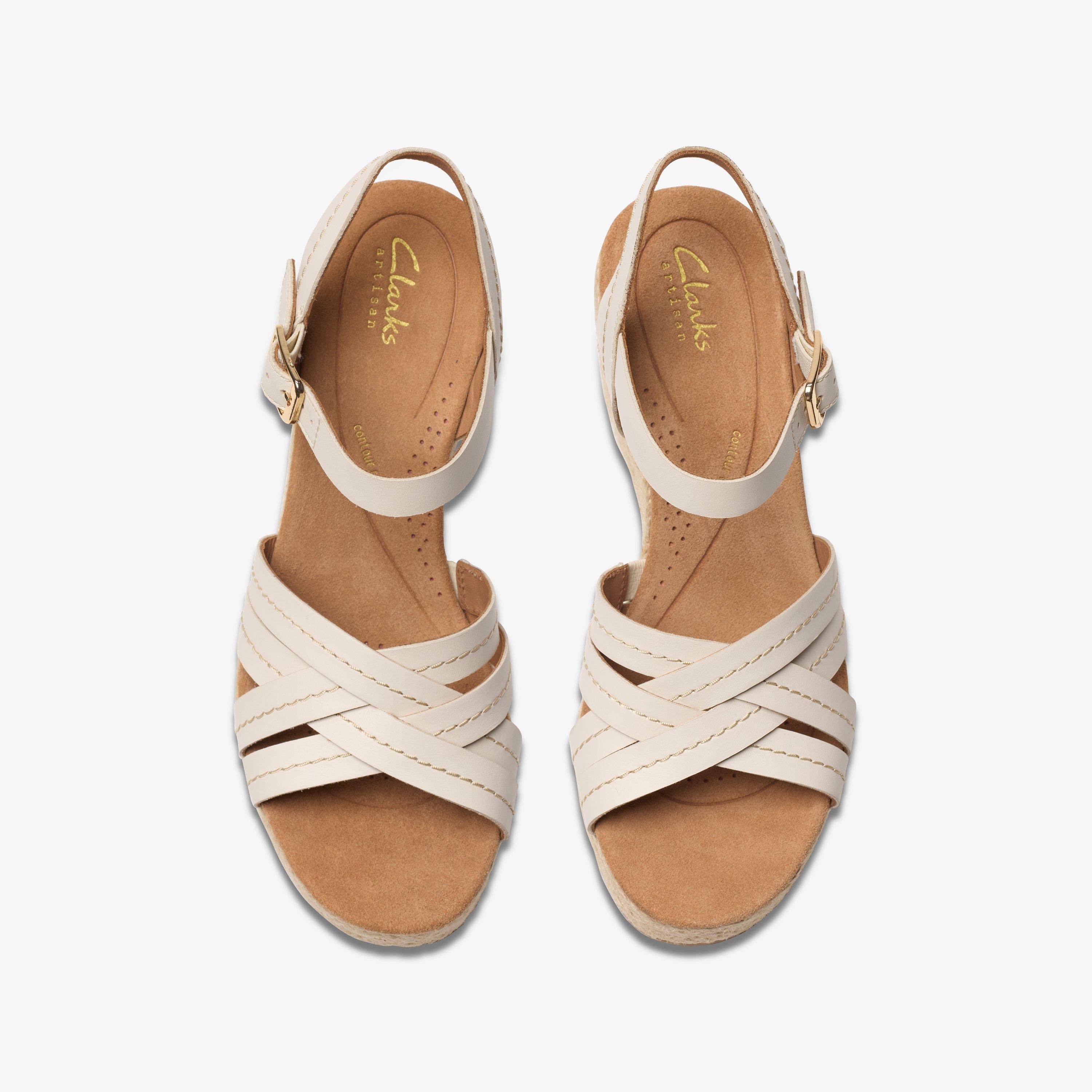Women's Sabina Strap Cream Leather Wedges | Clarks