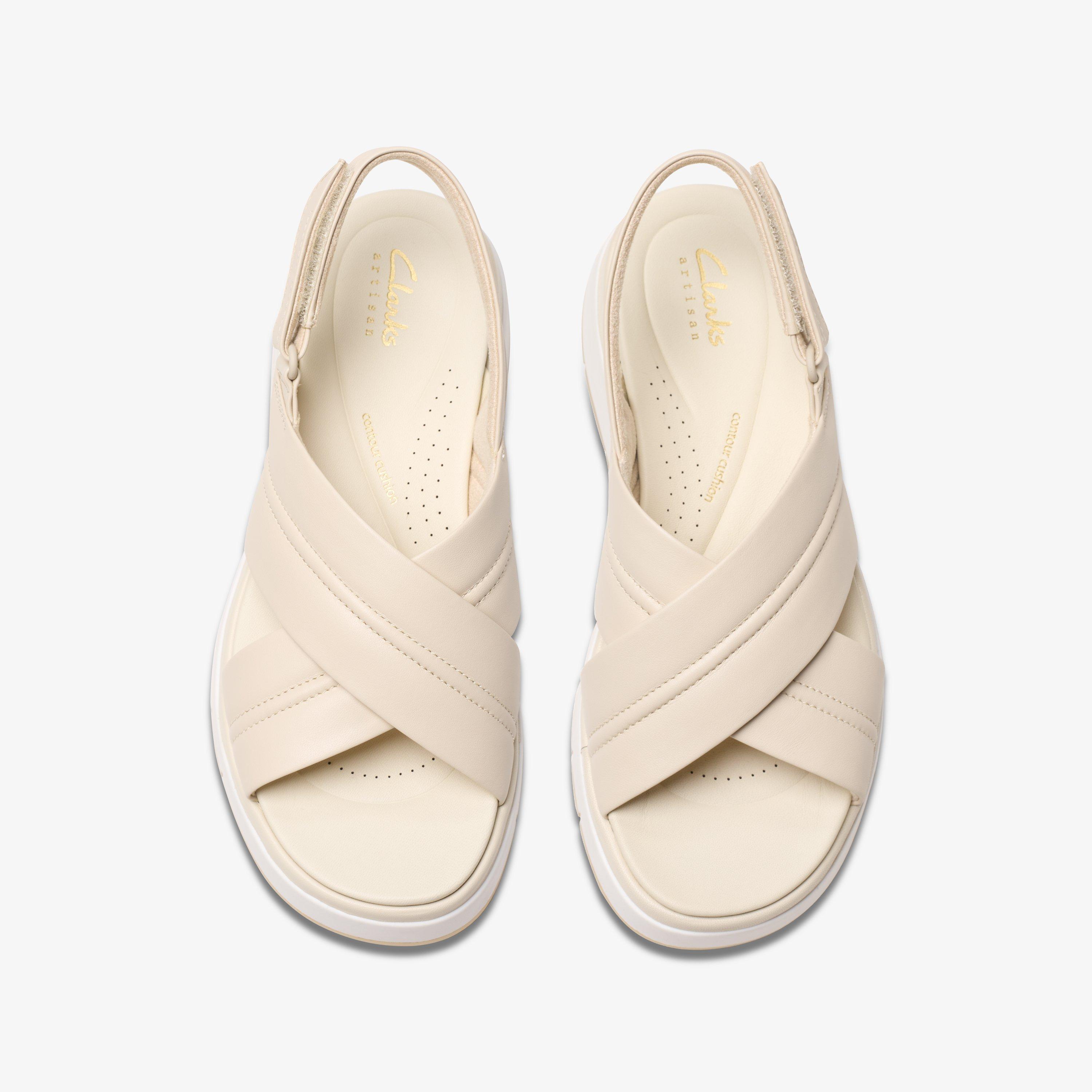 Womens Tcan Cross Cream Leather Sandals | Clarks