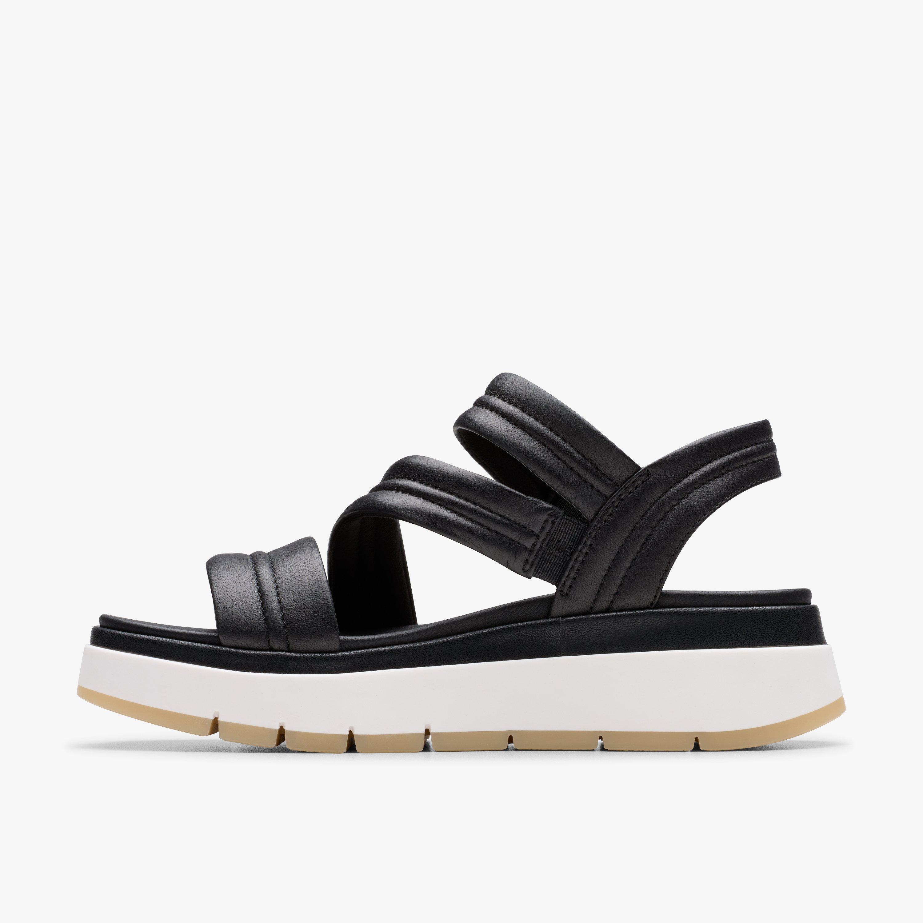 Womens Tuscan Strap Black Leather Flat Sandals | Clarks