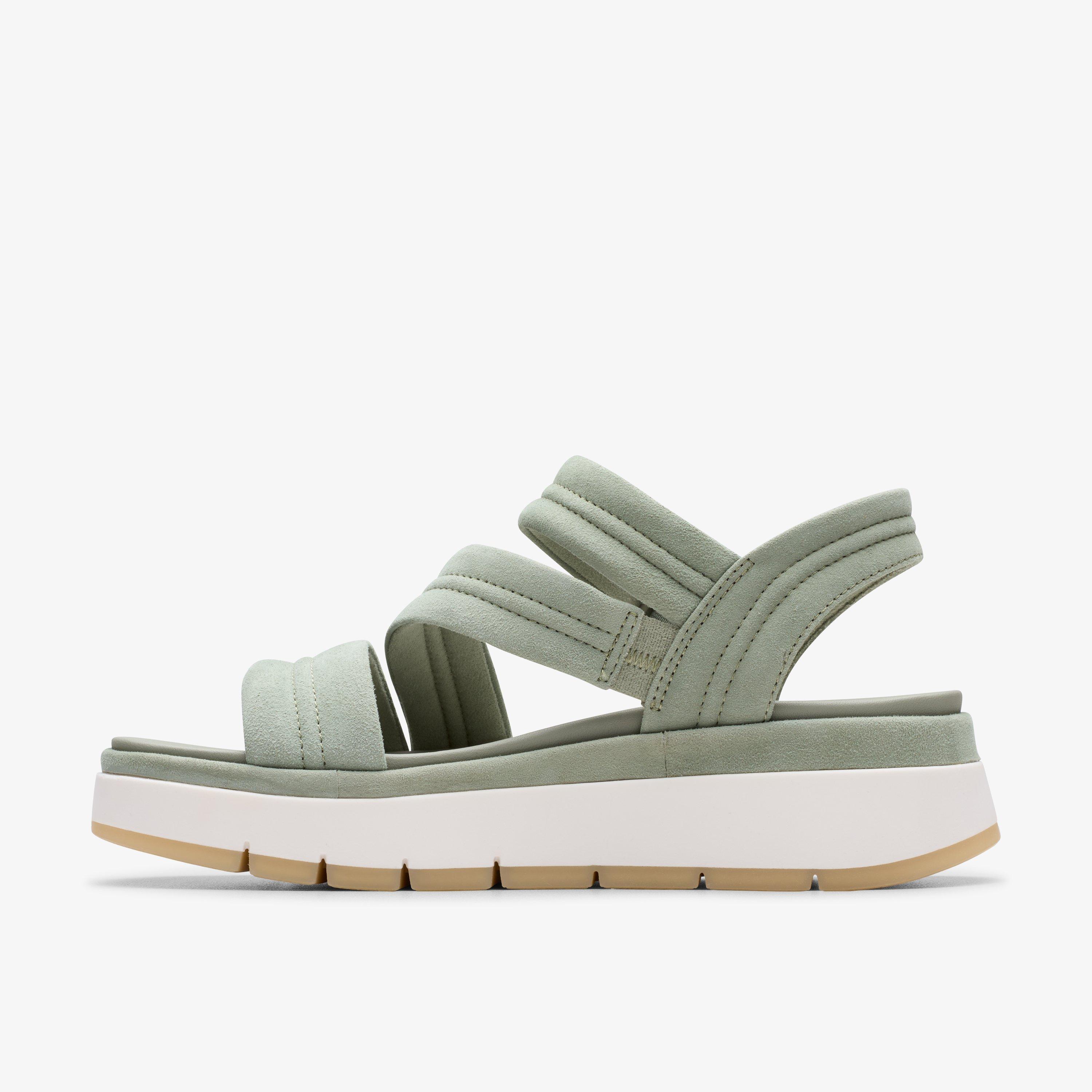 Sandalias Planas de Mujer Tuscan Strap Ante Verde Claro | Clarks