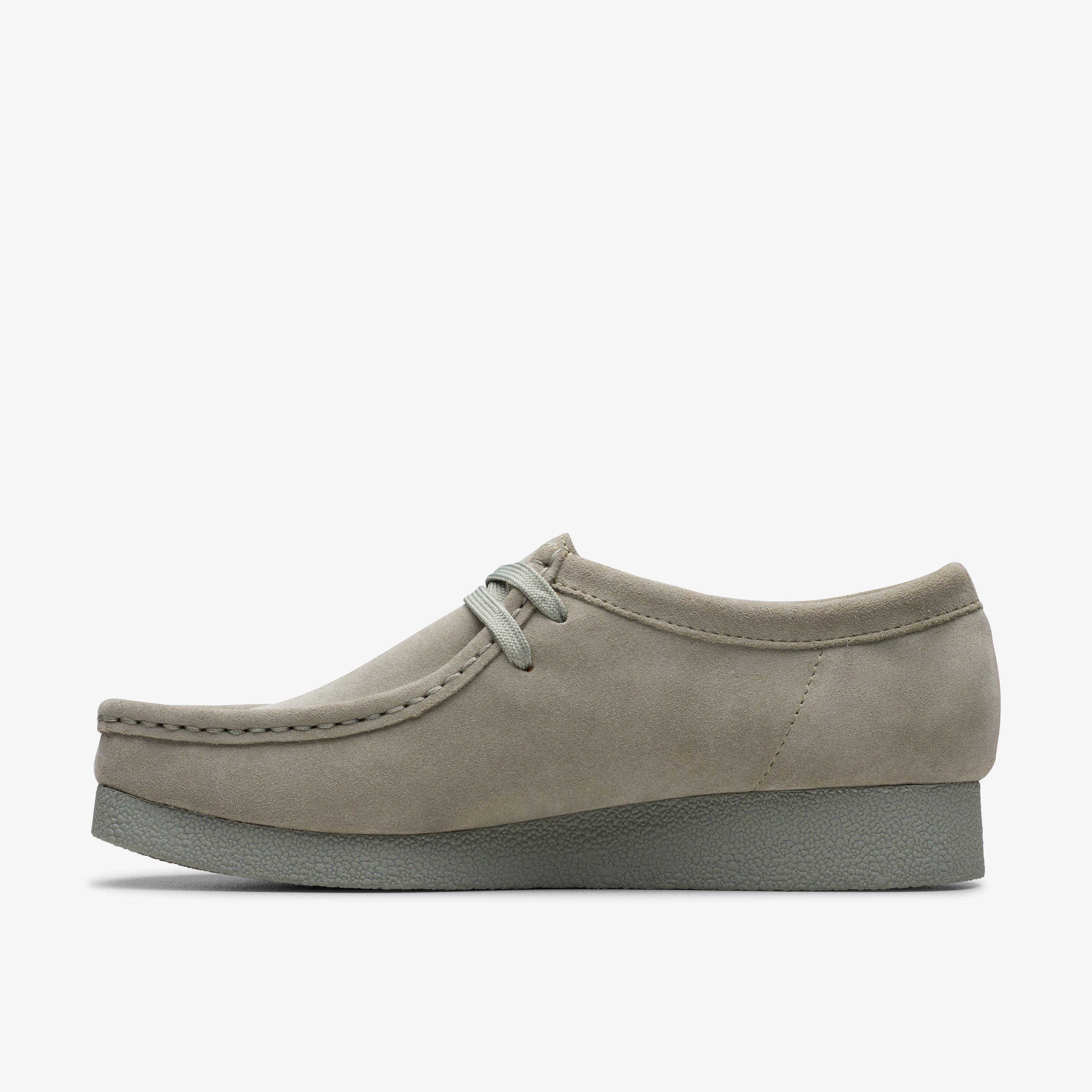 Womens Wallabee EVO Shoe Light Green Suede Wallabee Lace Up Shoes | Clarks