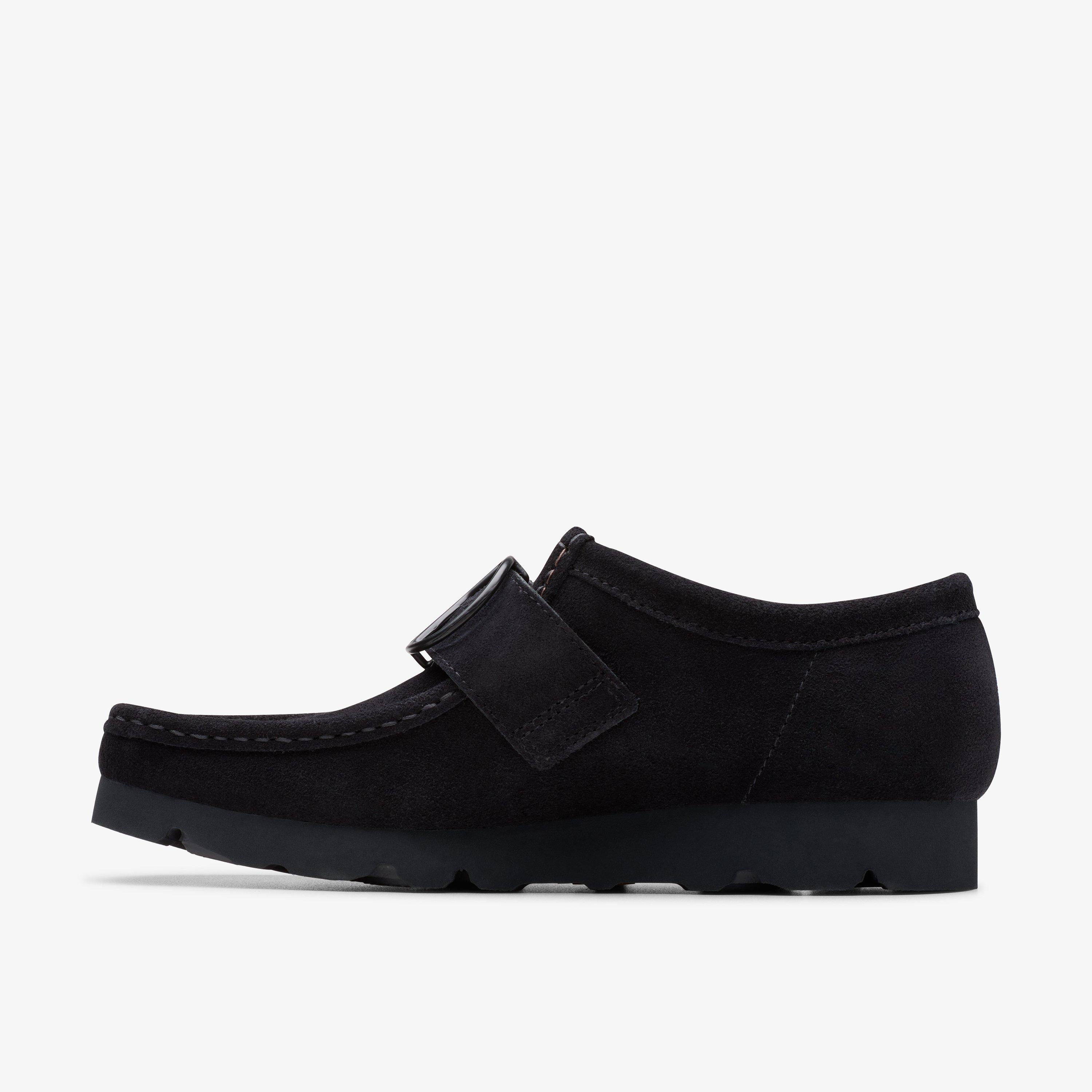 Mens Walla Strap Lo Black Suede Wallabee | Clarks