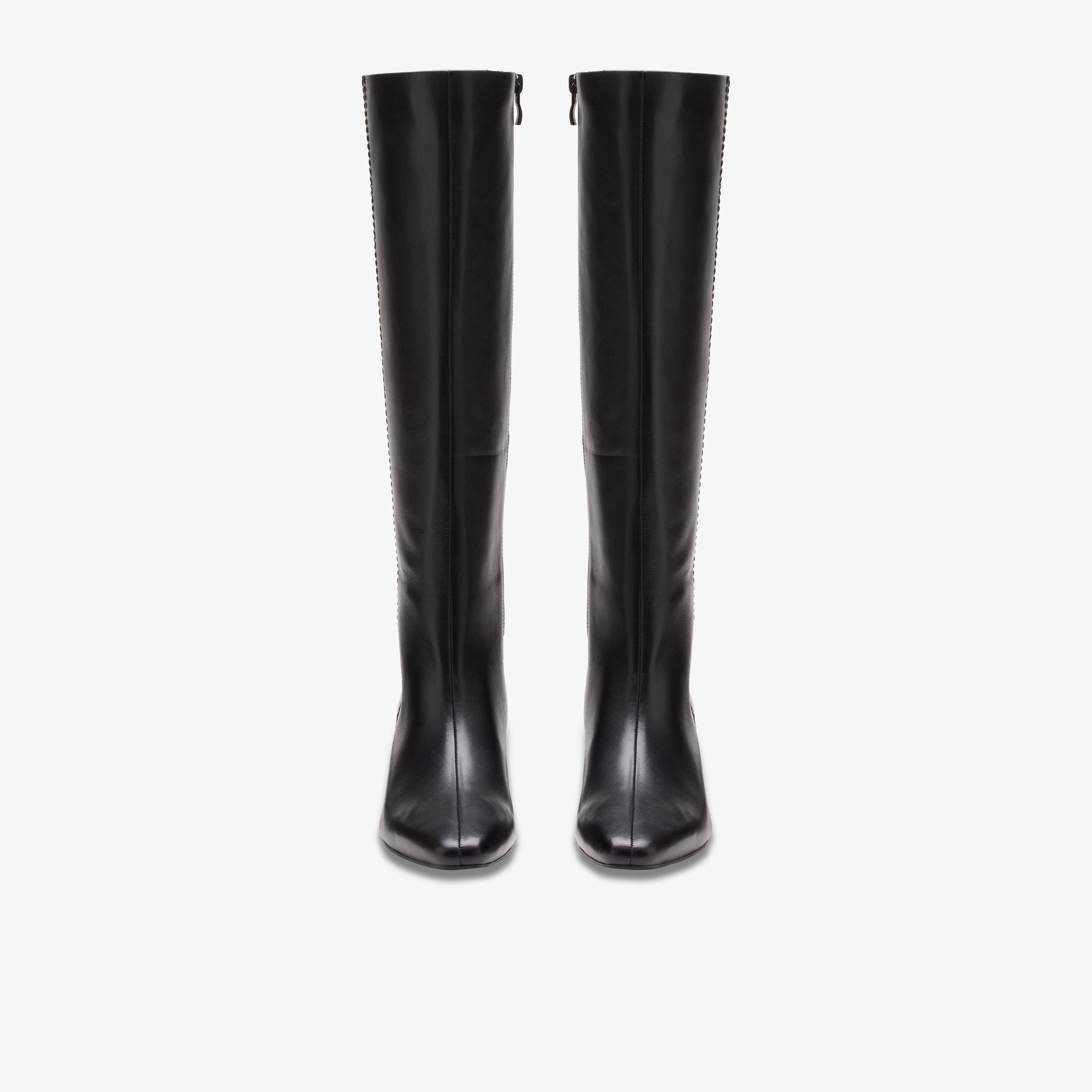 Womens Edina Tall Black Leather Knee High Boots | Clarks US