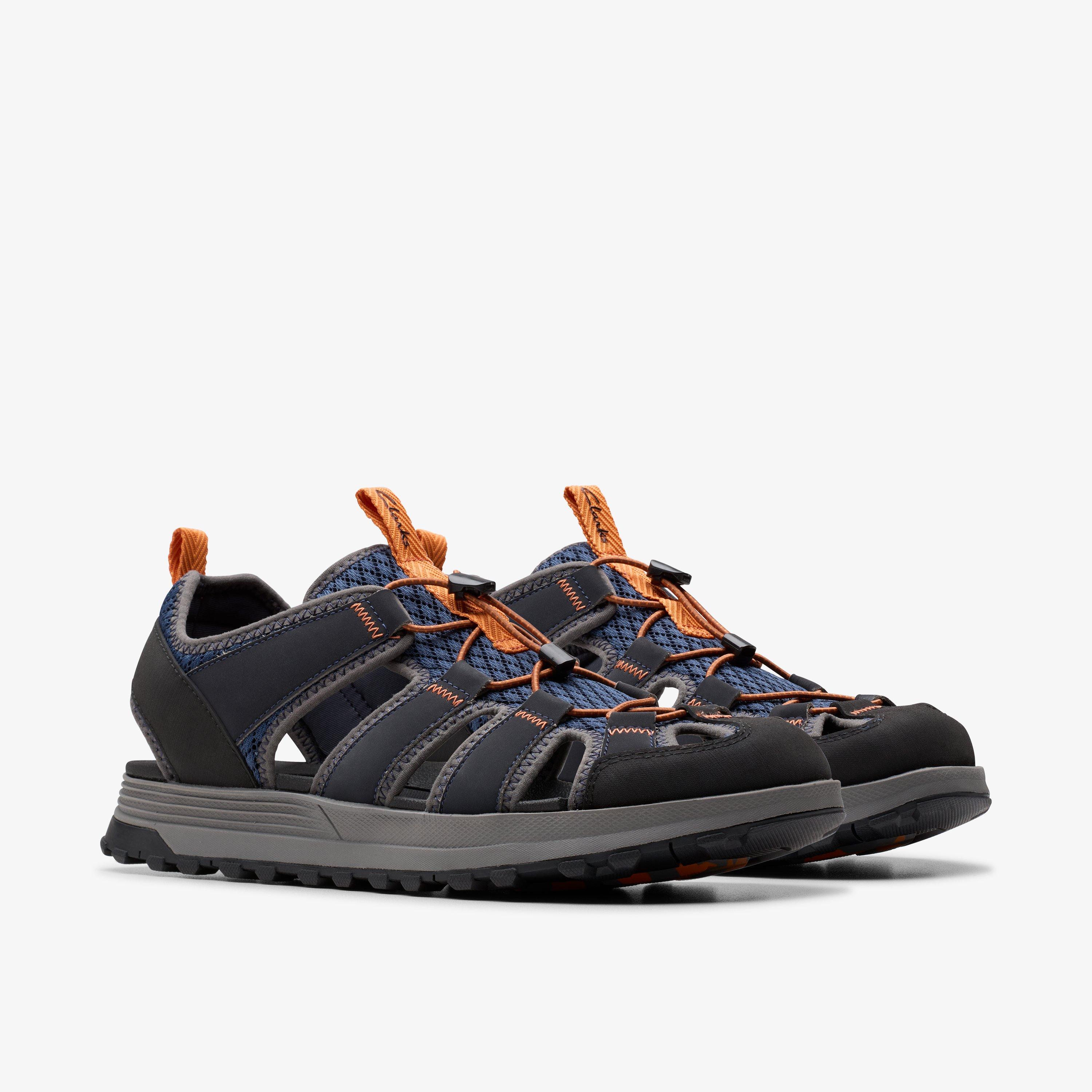 Mens ATL Trek Wave Navy Flat Sandals | Clarks