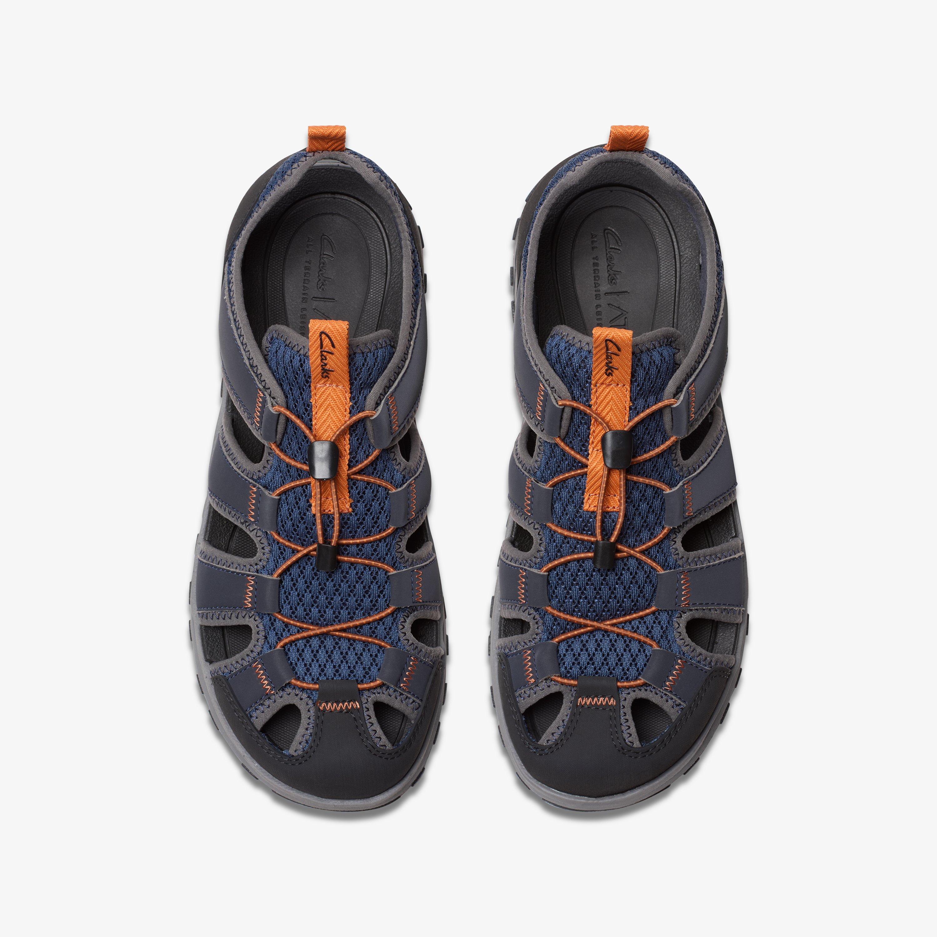 Mens ATL Trek Wave Navy Flat Sandals | Clarks
