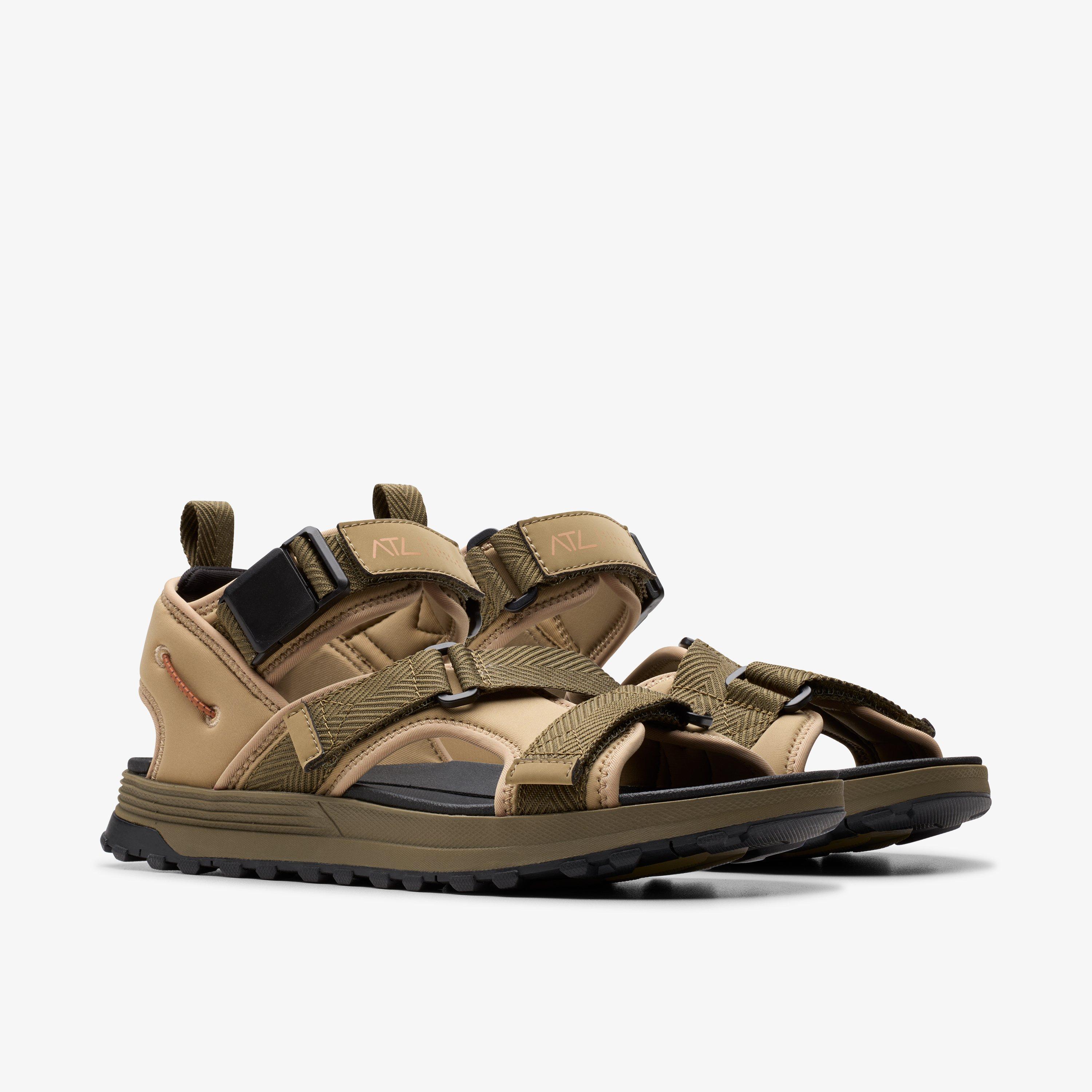 Mens ATL Trek Tide Oakwood Combi Flat Sandals ATL Walking Sandals | Clarks