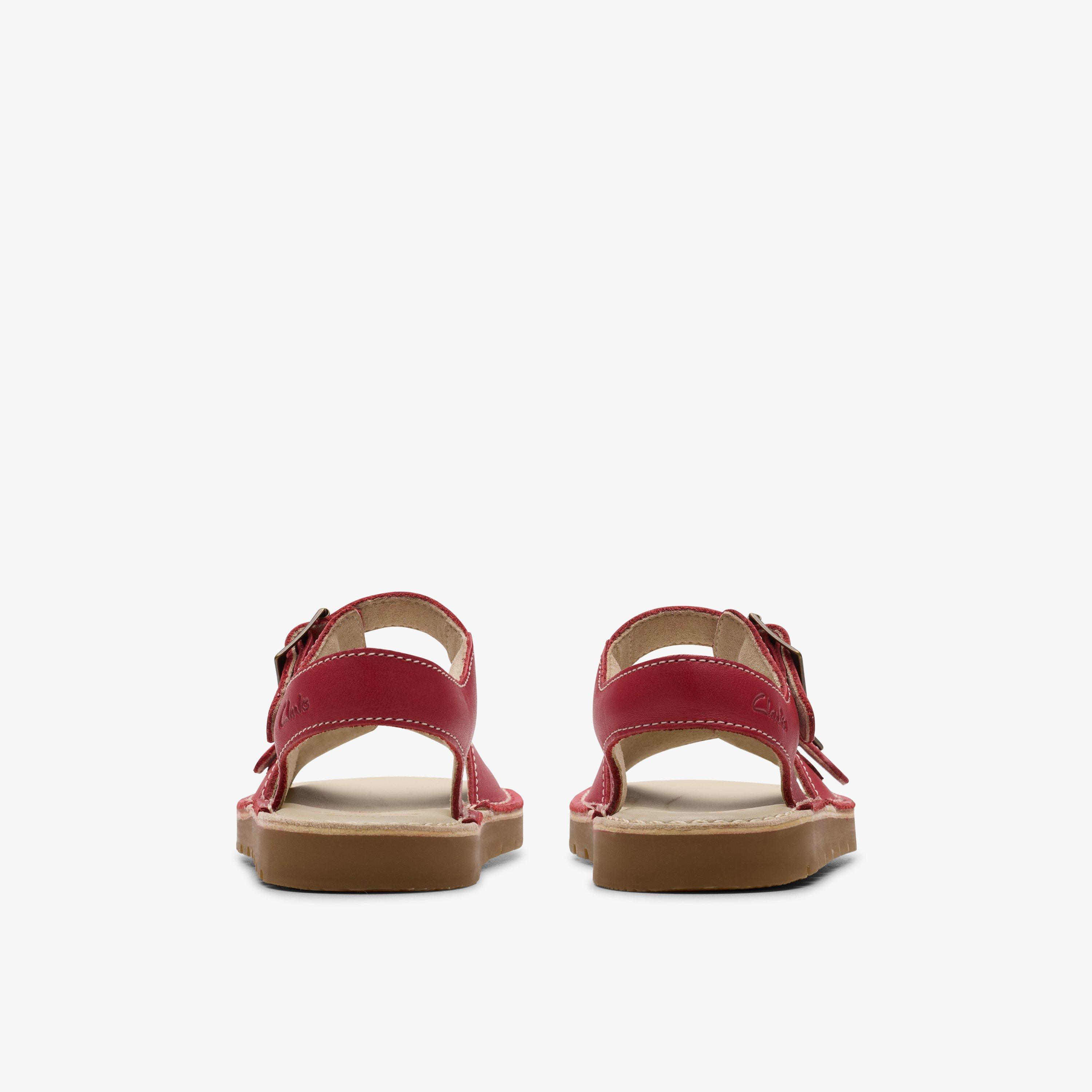 Girls Playsun K Red Leather Flat Sandals | Clarks
