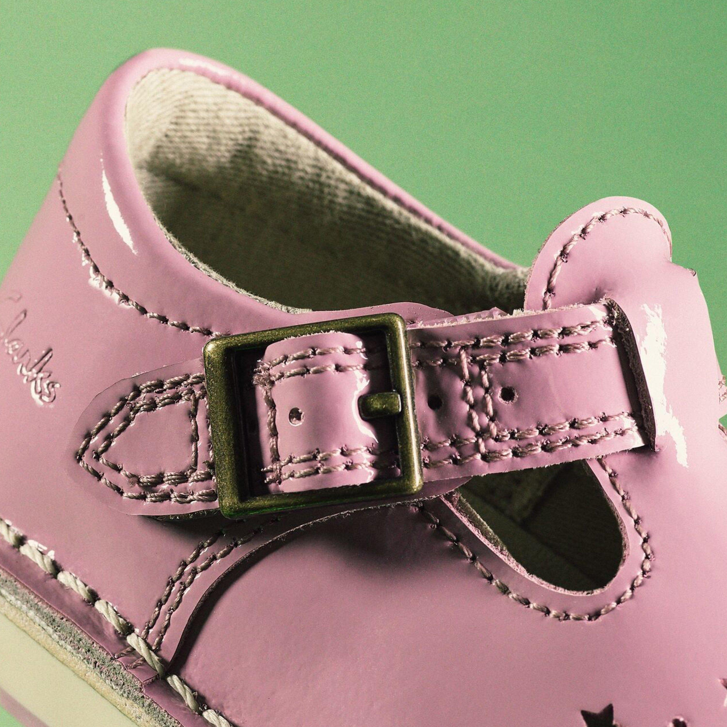 Girls Joyful Skip Toddler Pink Patent T Bar Shoes Shoes | Clarks UK