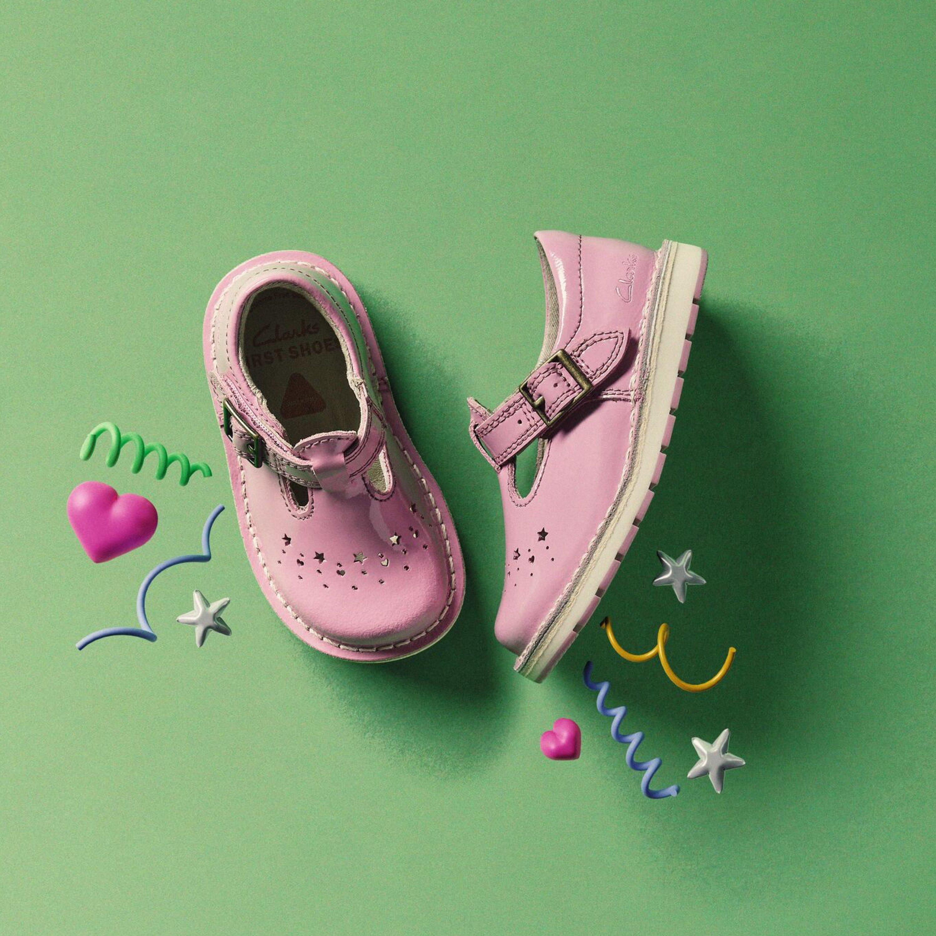Girls Joyful Skip Toddler Pink Patent T Bar Shoes Shoes | Clarks UK