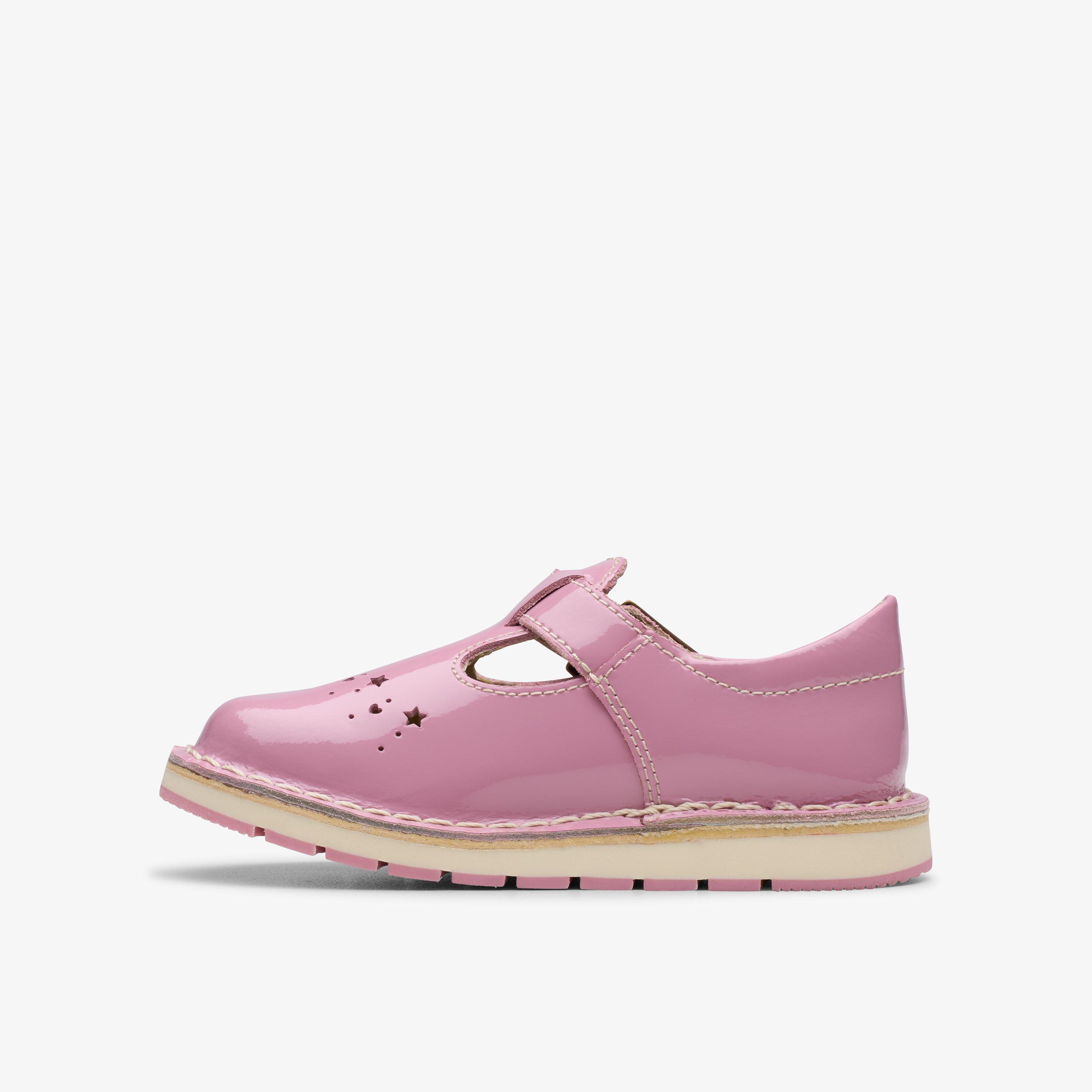 Girls Joyful Skip Toddler Pink Patent T Bar Shoes Shoes | Clarks UK