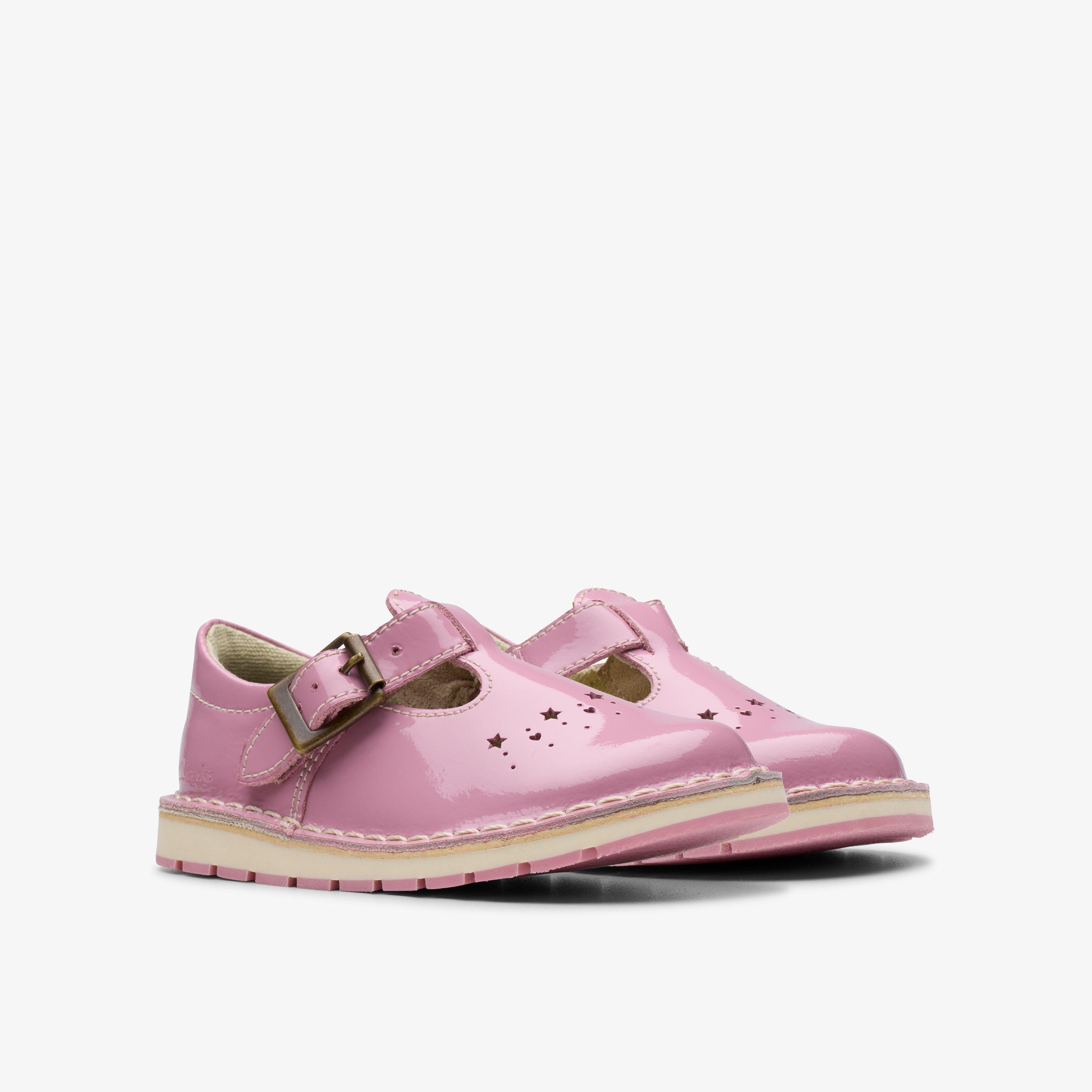 Girls Joyful Skip Toddler Pink Patent T Bar Shoes Shoes | Clarks UK