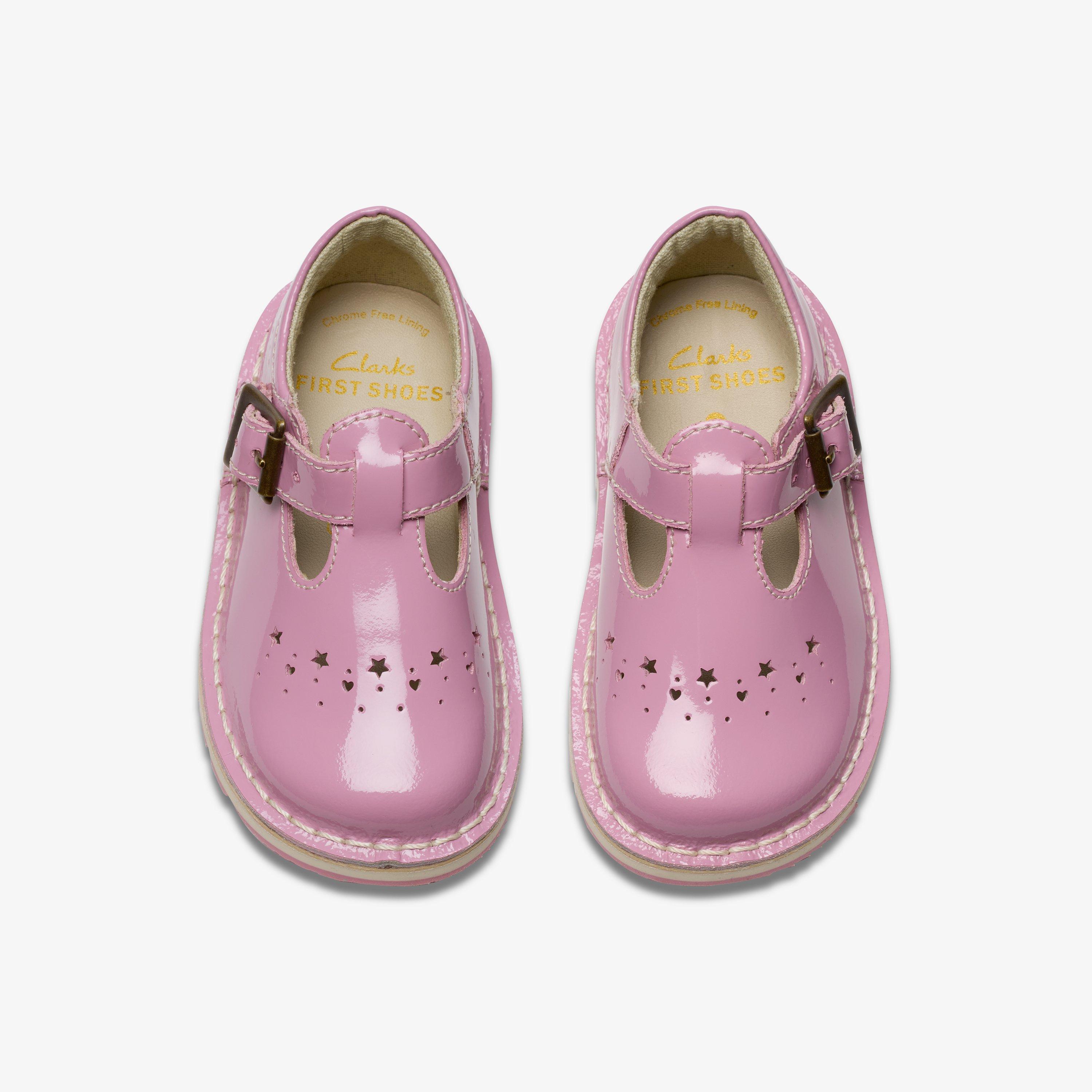 Girls Joyful Skip Toddler Pink Patent T Bar Shoes Shoes | Clarks UK