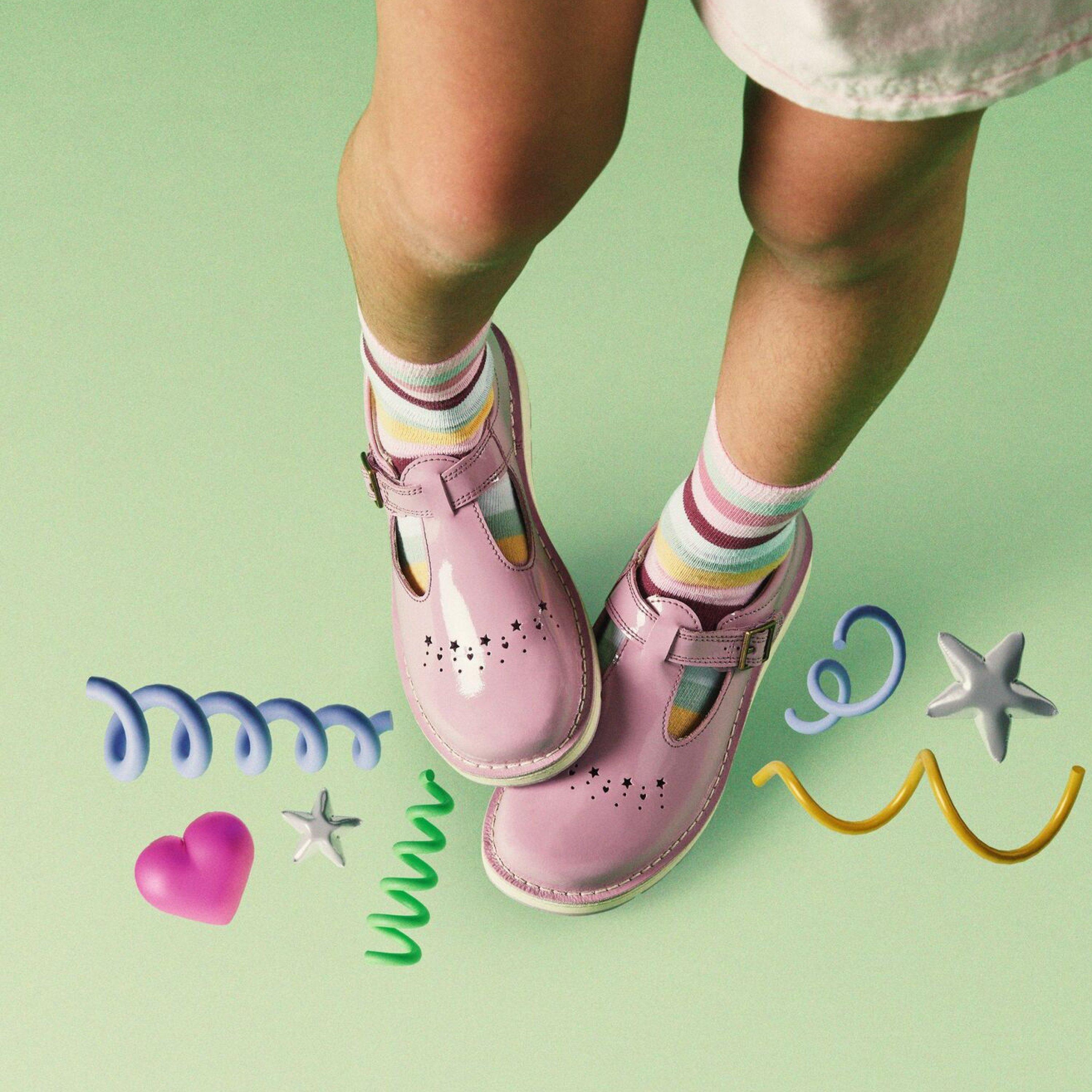 Girls Joyful Skip Kid Pink Patent T Bar Shoes | Clarks