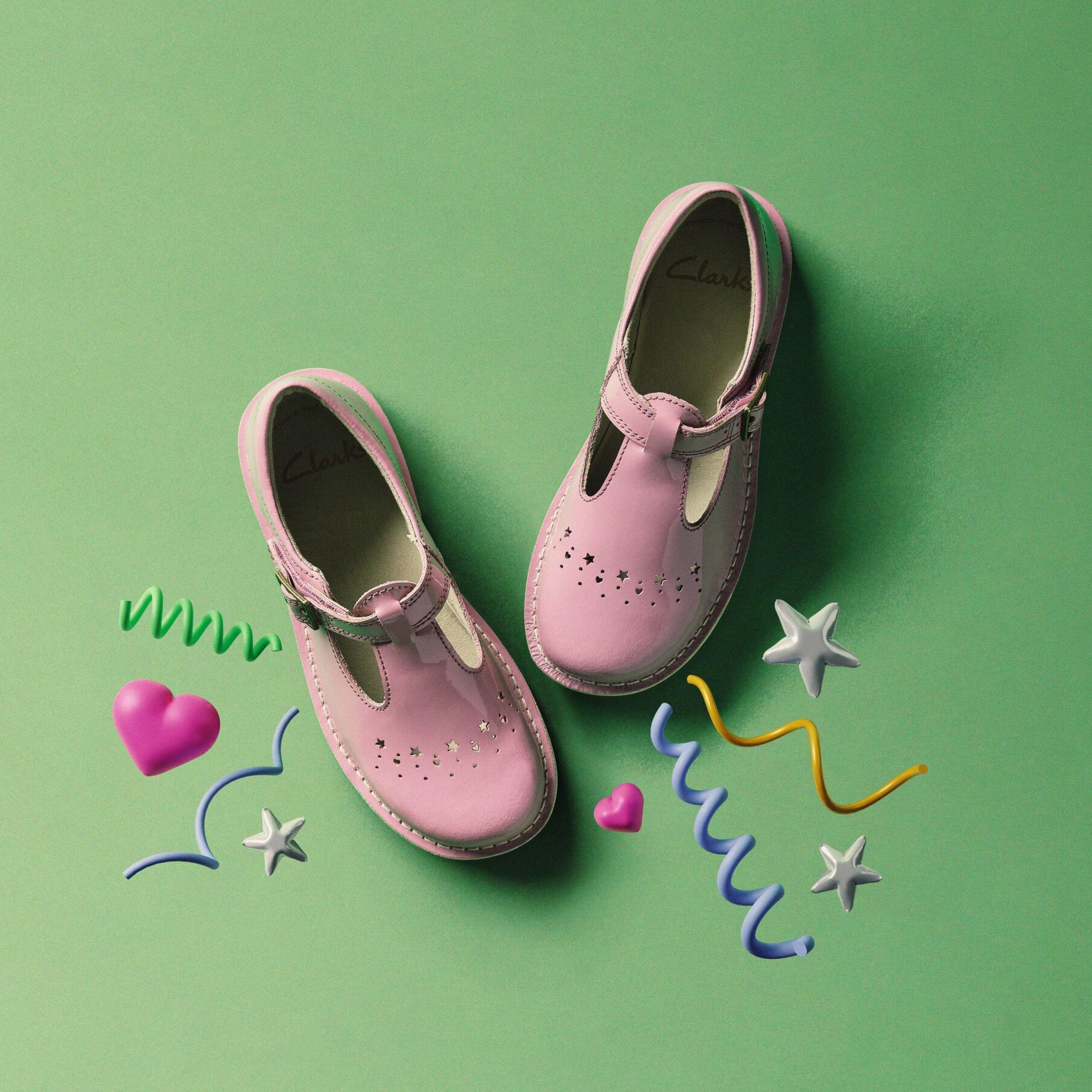 Girls Joyful Skip Kid Pink Patent T Bar Shoes Shoes | Clarks UK