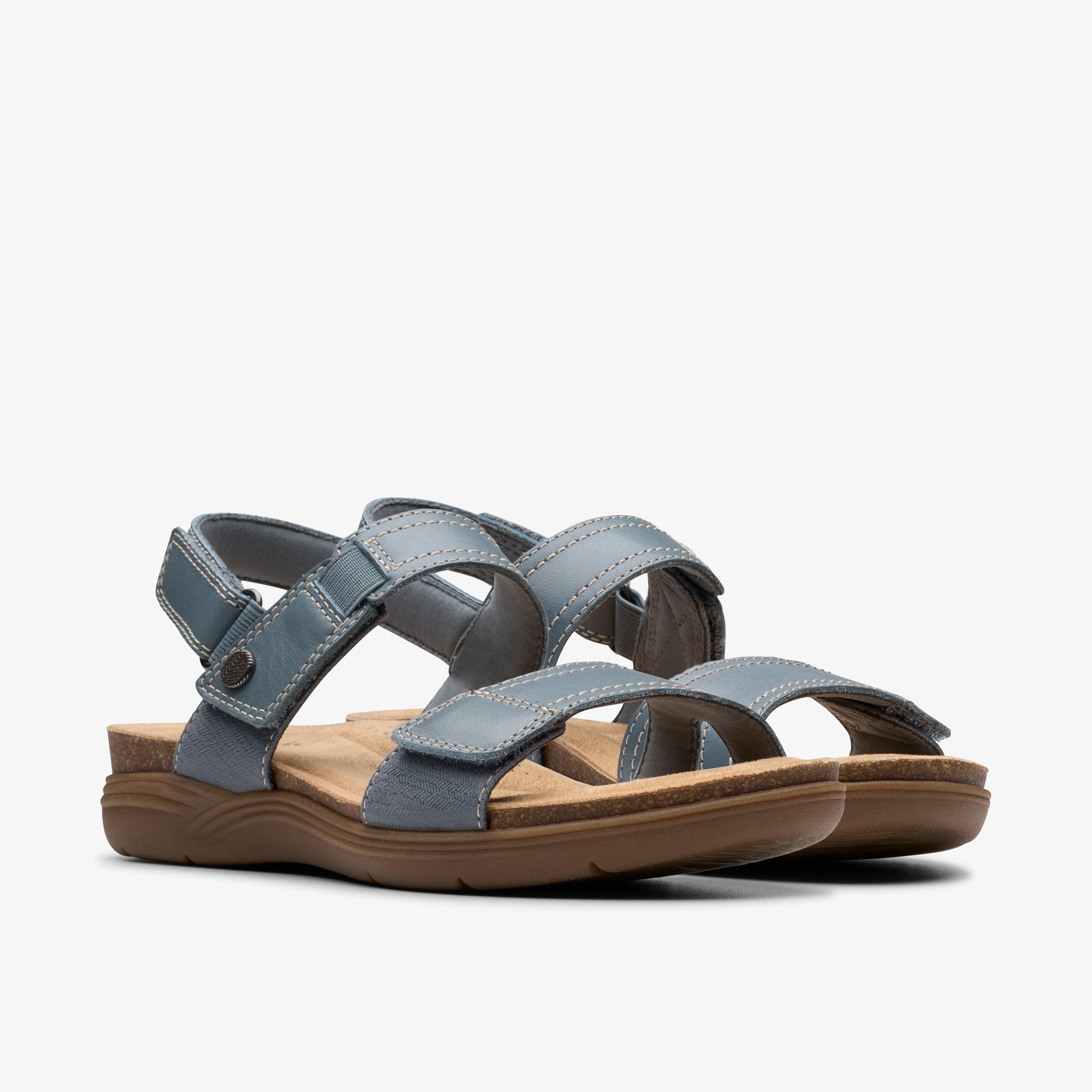 Womens April Clover Blue Grey Combination Flat Sandals | Clarks Outlet