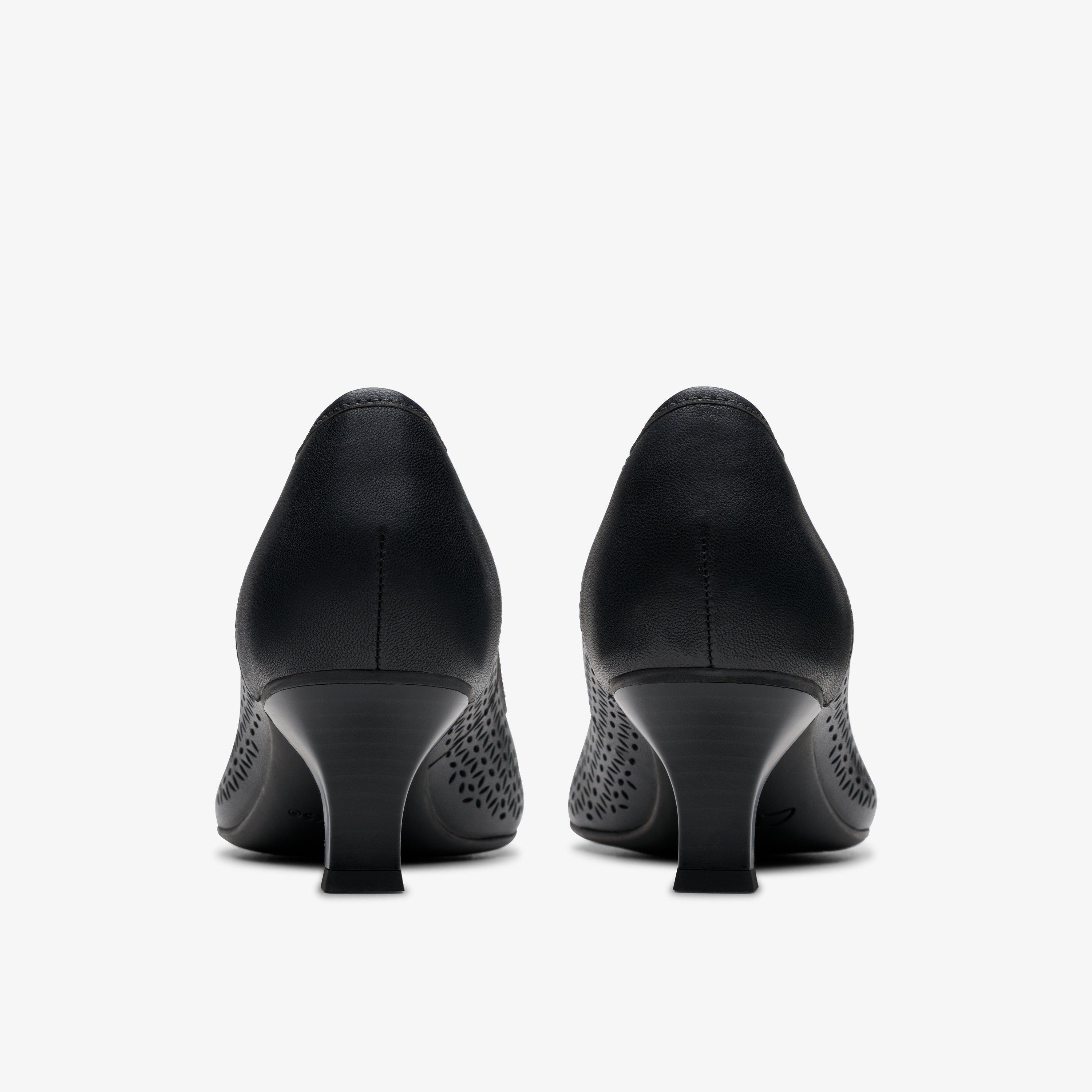 Womens Kepley Sky Black Leather Court Shoes Heels | Clarks Outlet