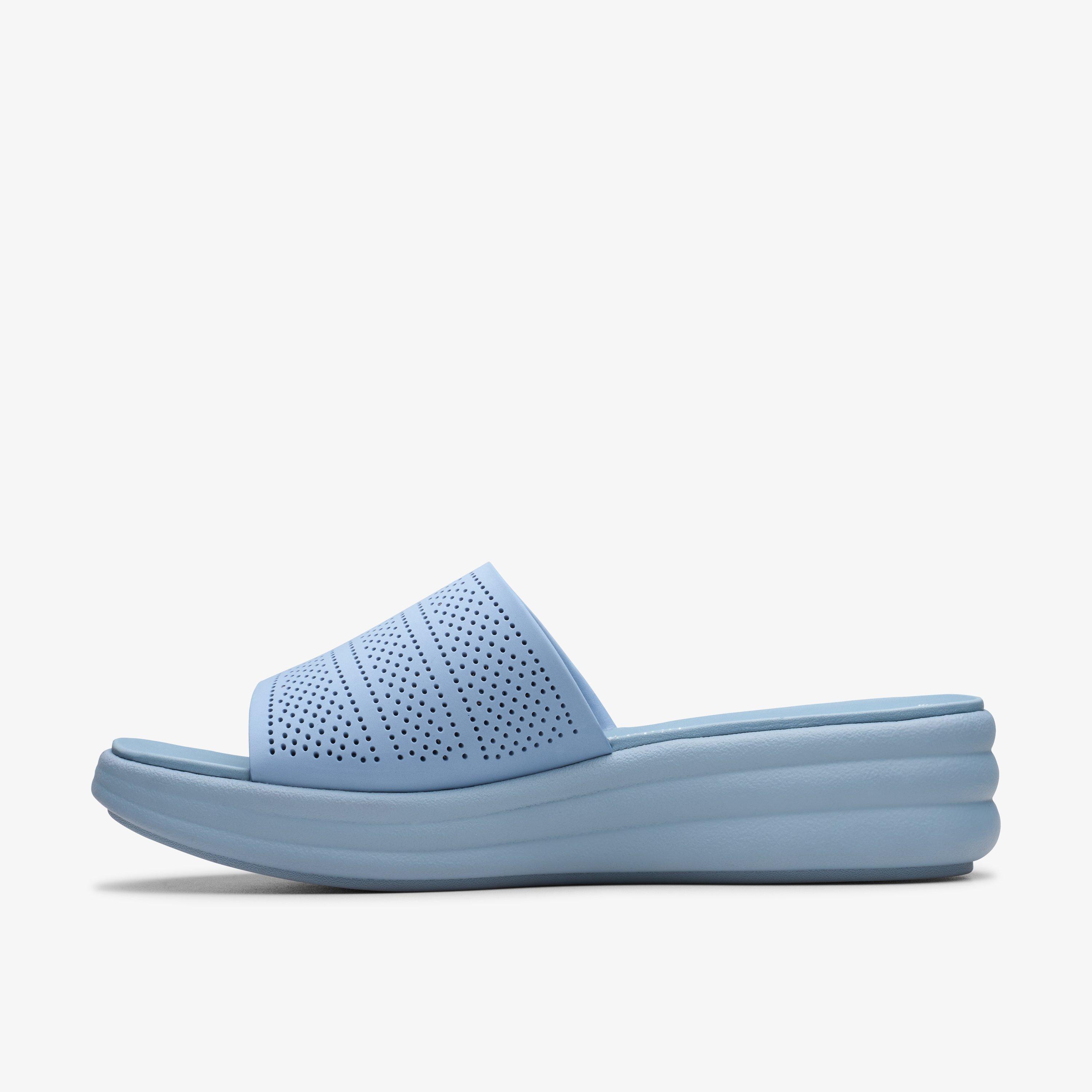 Womens Drift Twist Light Blue Sliders Flat Sandals | Clarks
