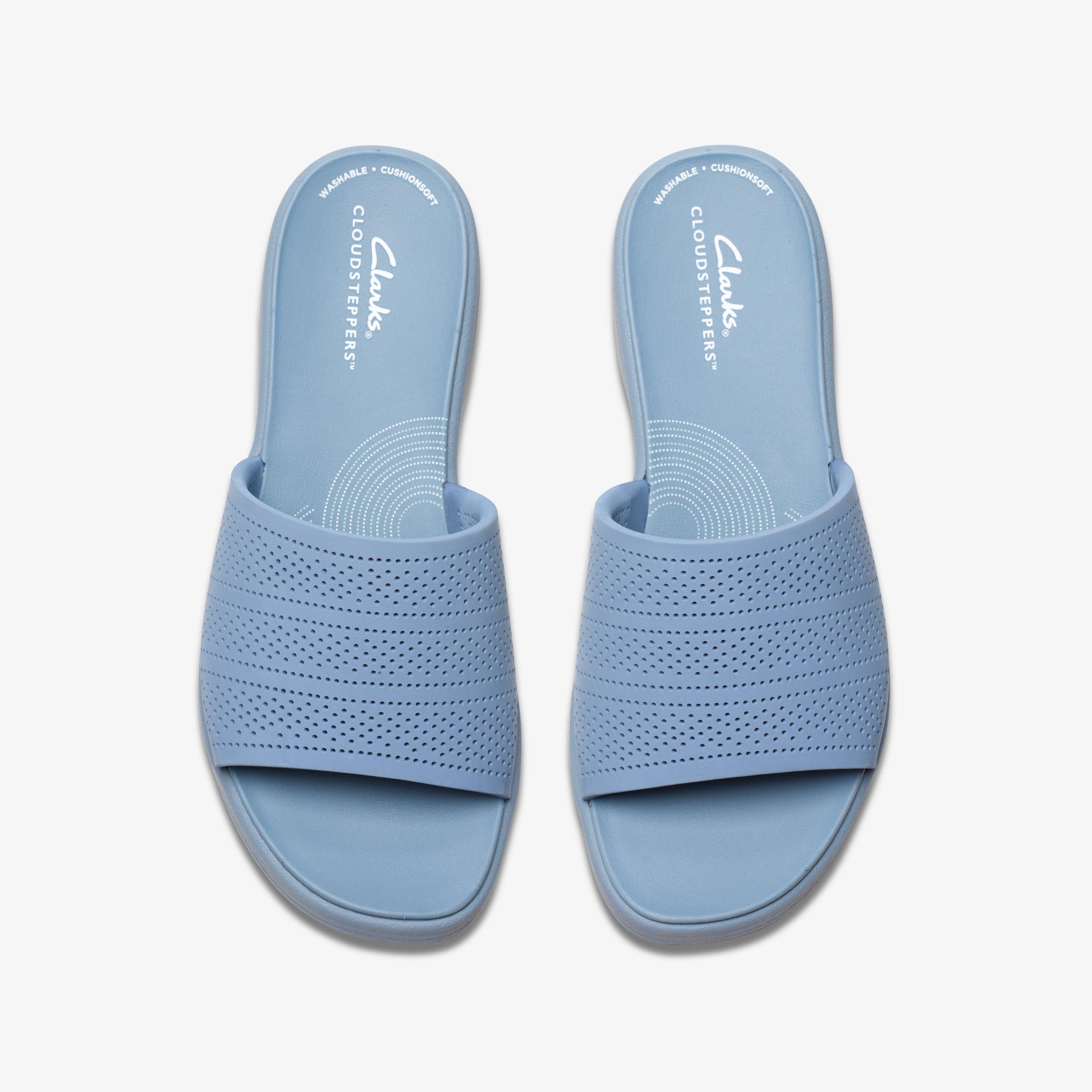 Womens Drift Twist Light Blue Sliders Flat Sandals | Clarks