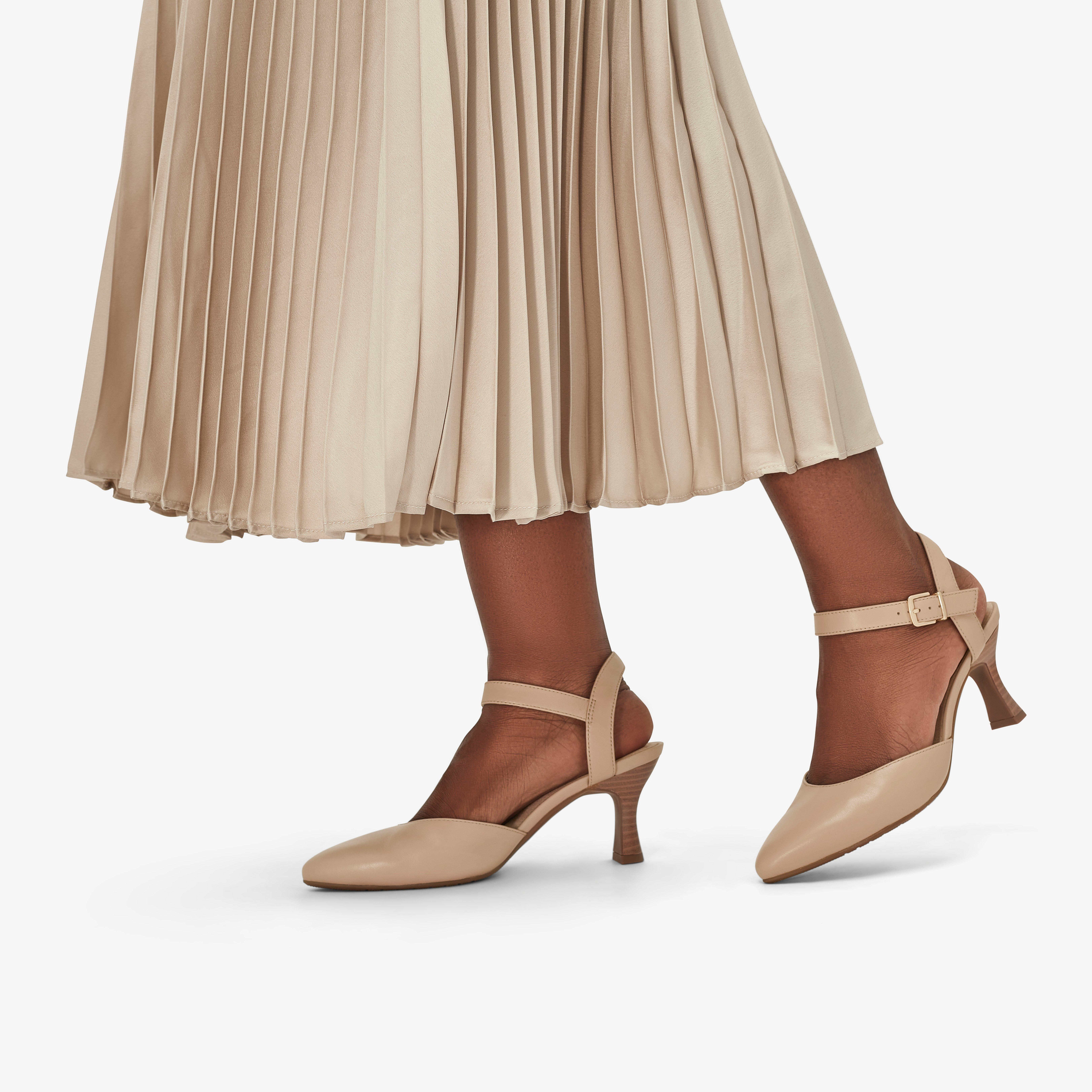 Women's Kataleyna Cora Beige Leather Heels | Clarks