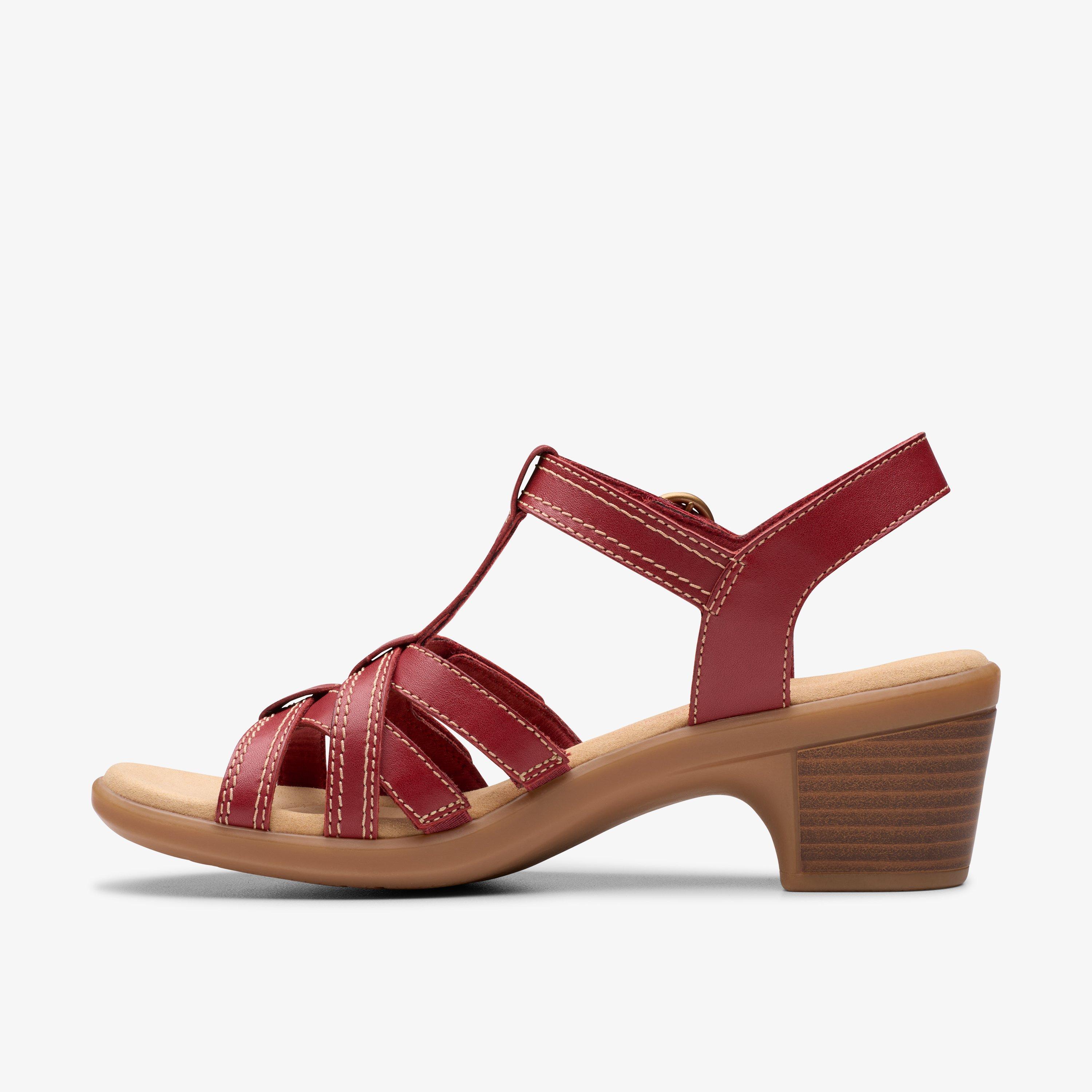 Womens Emily 2 Rose Red Leather Heeled Sandals | Clarks Outlet