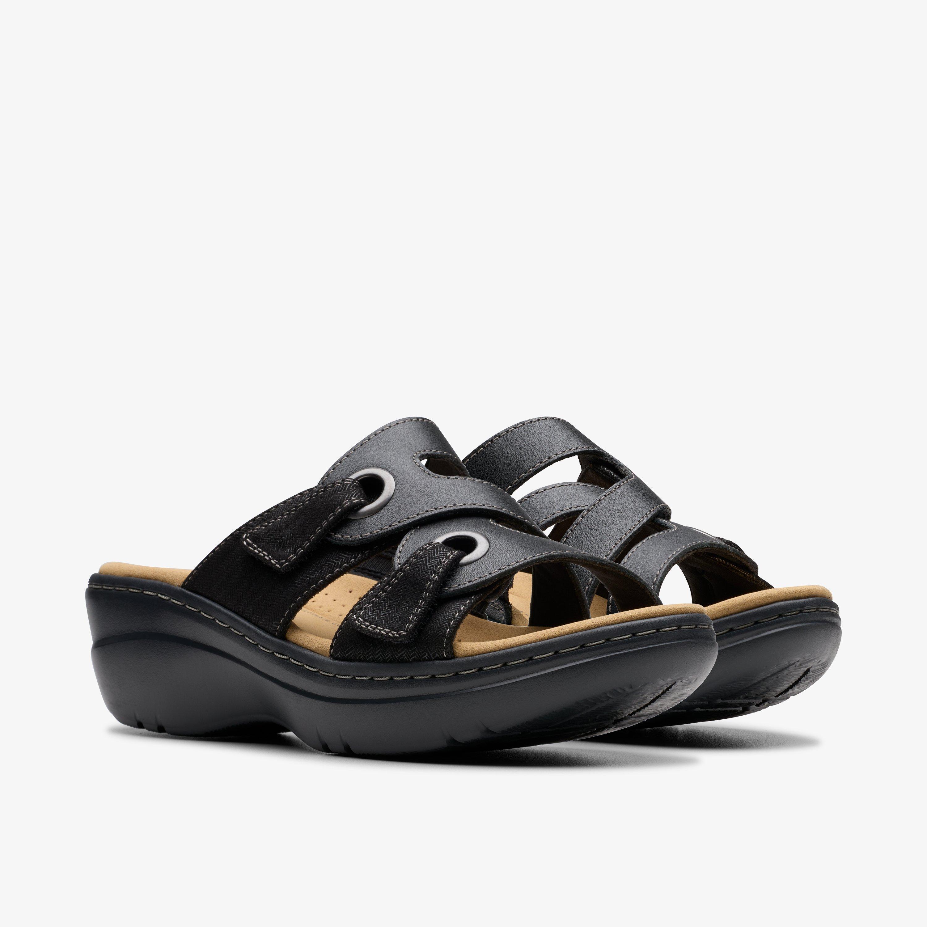 Womens Merliah2 Cove Black Leather Wedges | Clarks