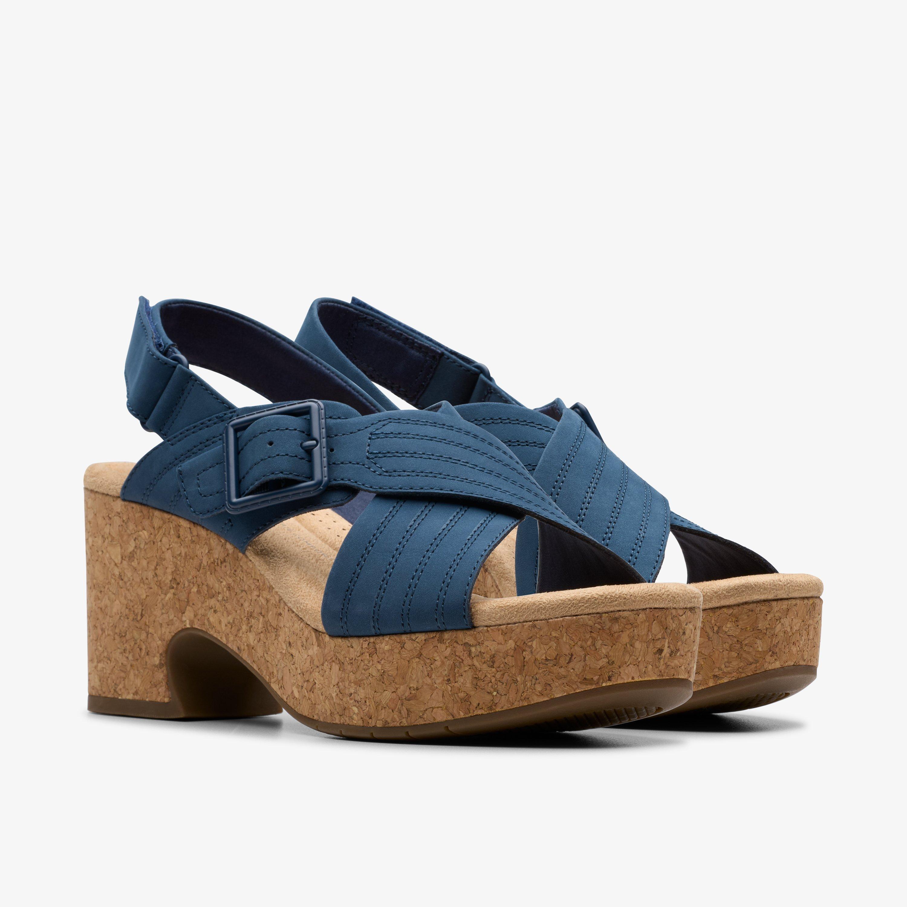 Sandali con zeppa con tacco in nabuk blu navy da donna Nerisa West | Clarks