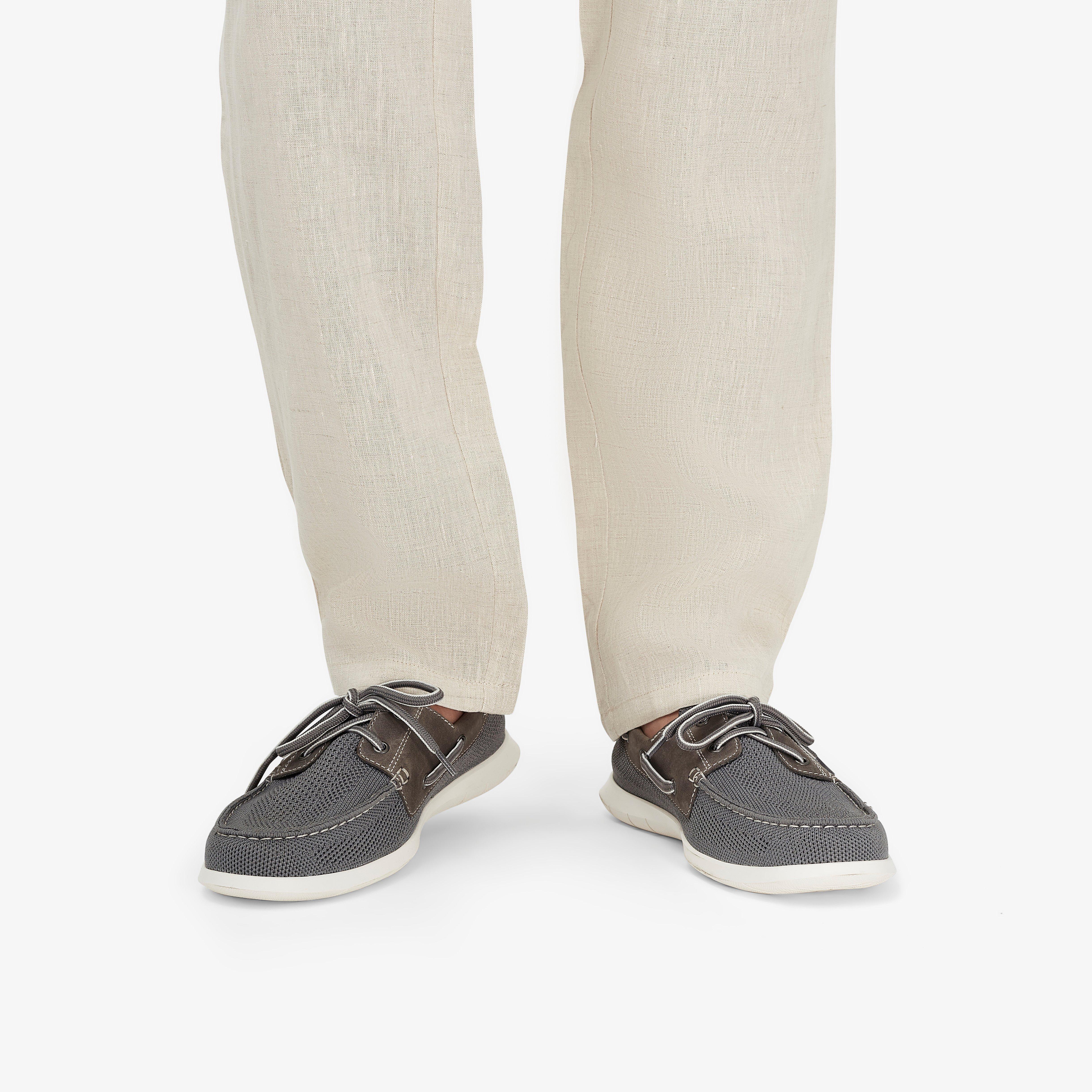Mens Flexway Tie Grey Combi Slip On Boat Shoes | Clarks