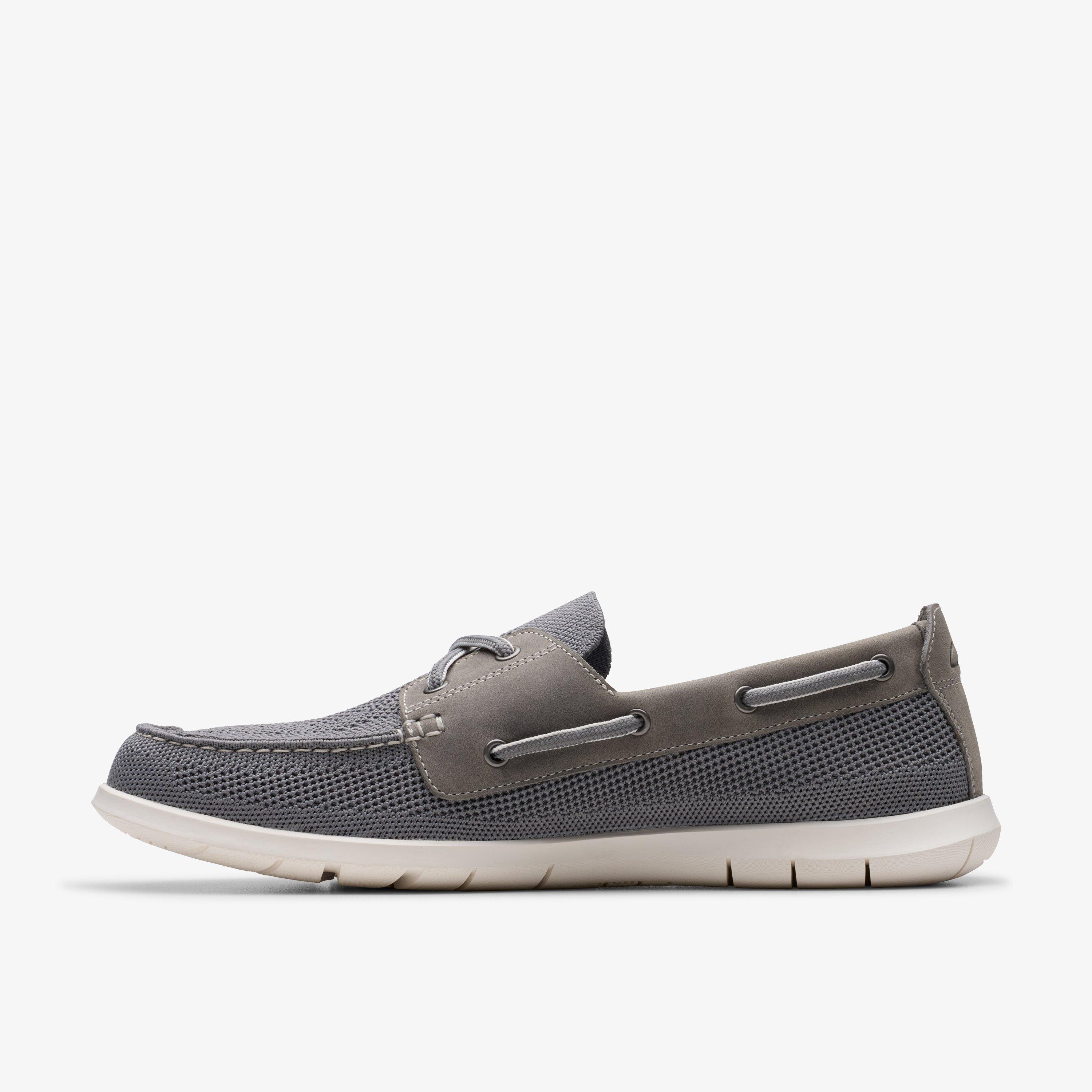 Mens Flexway Tie Grey Combination Boat Shoes | Clarks