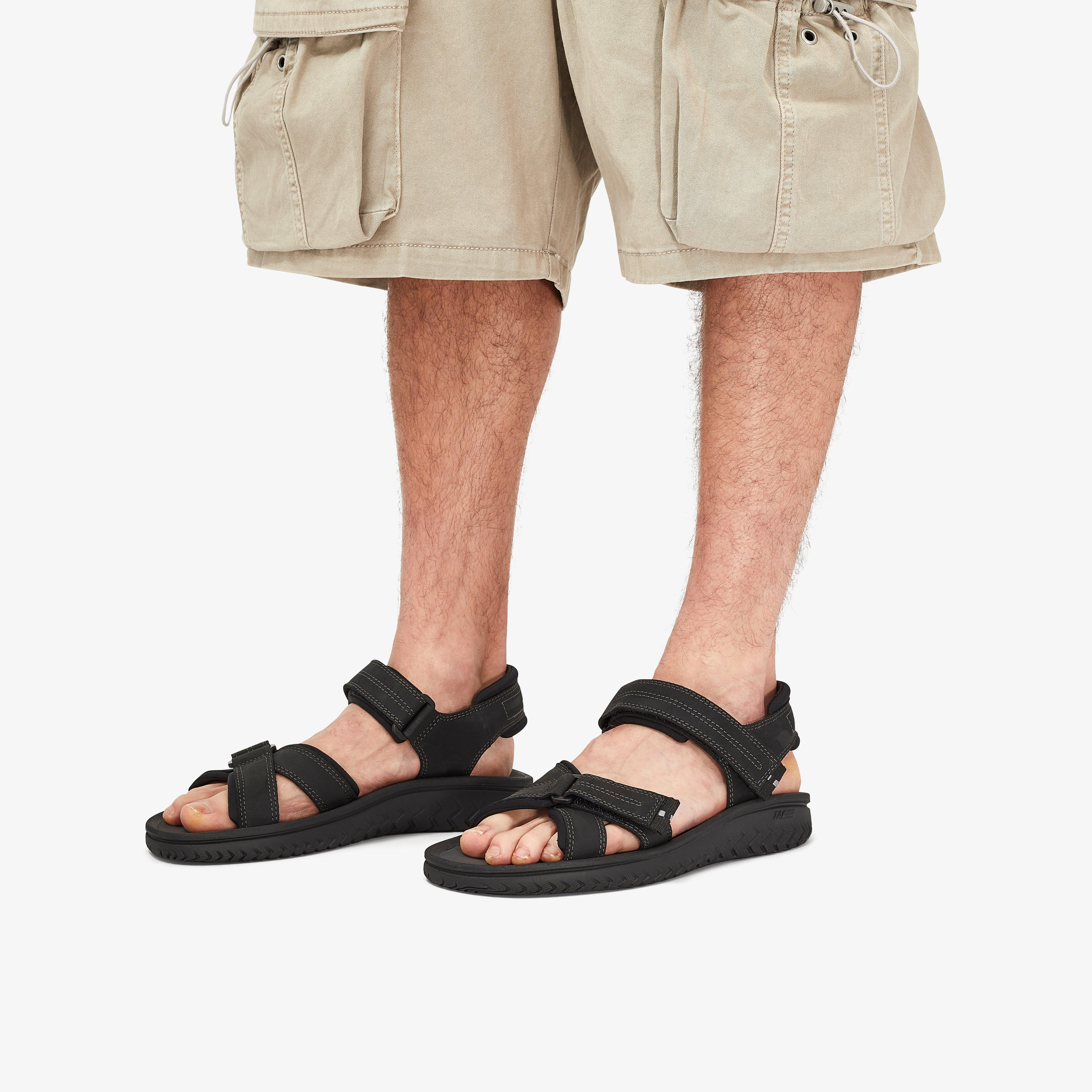 Mens Wesley Shore Black Leather Sandals | Clarks