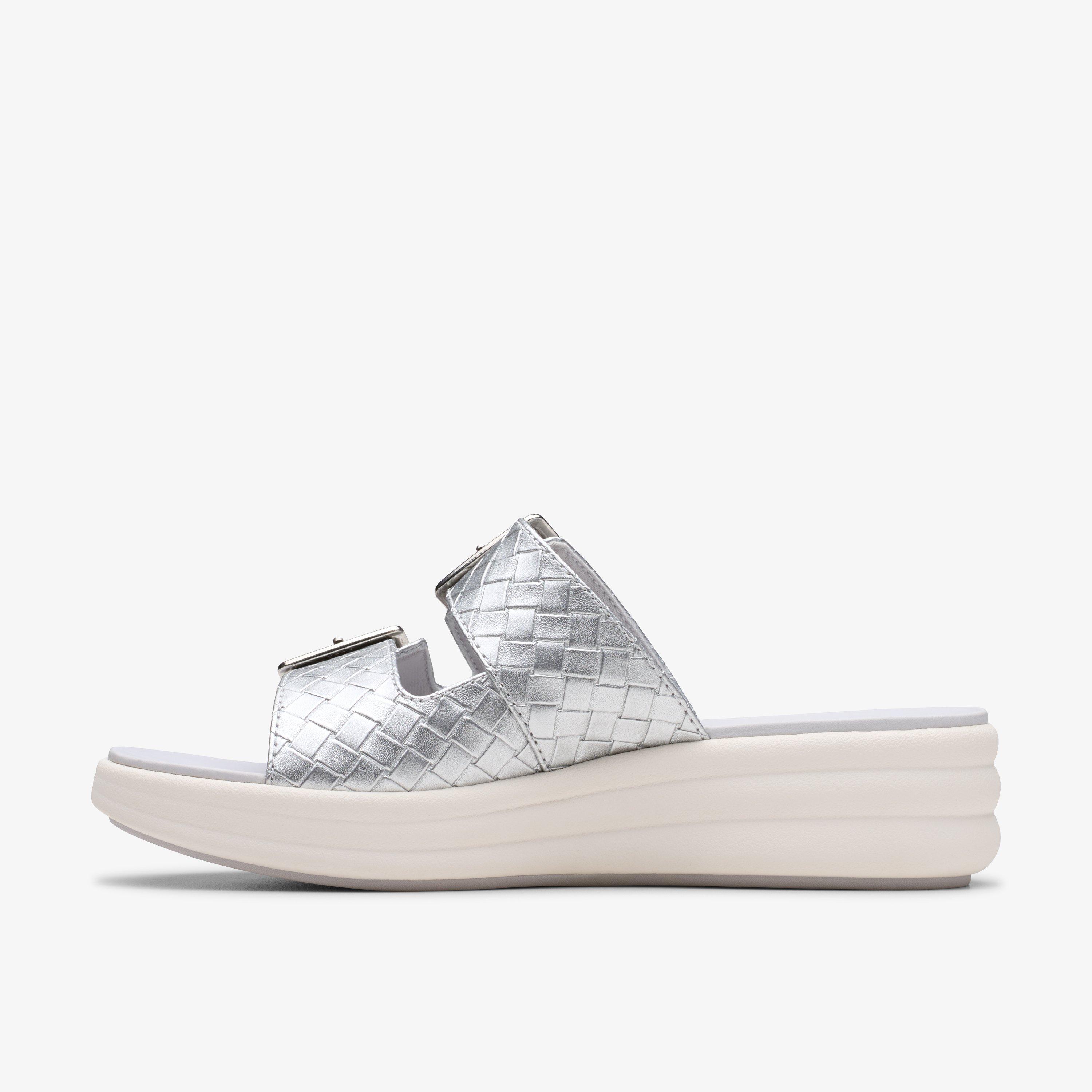 Womens Drift Buckle Silver Metallic Wedges | Clarks