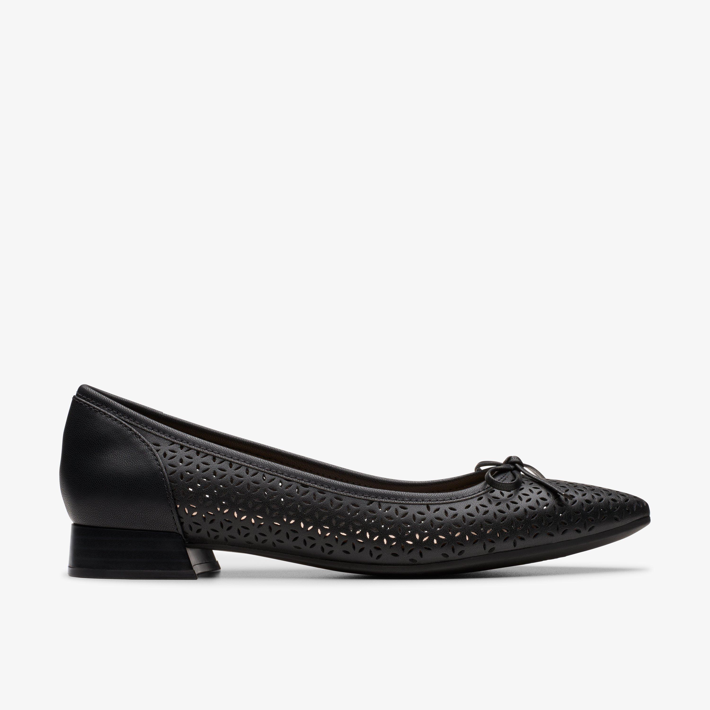 Womens Natalyn Step Black Leather Shoes Slip Ons Ballet Pumps | Clarks ...