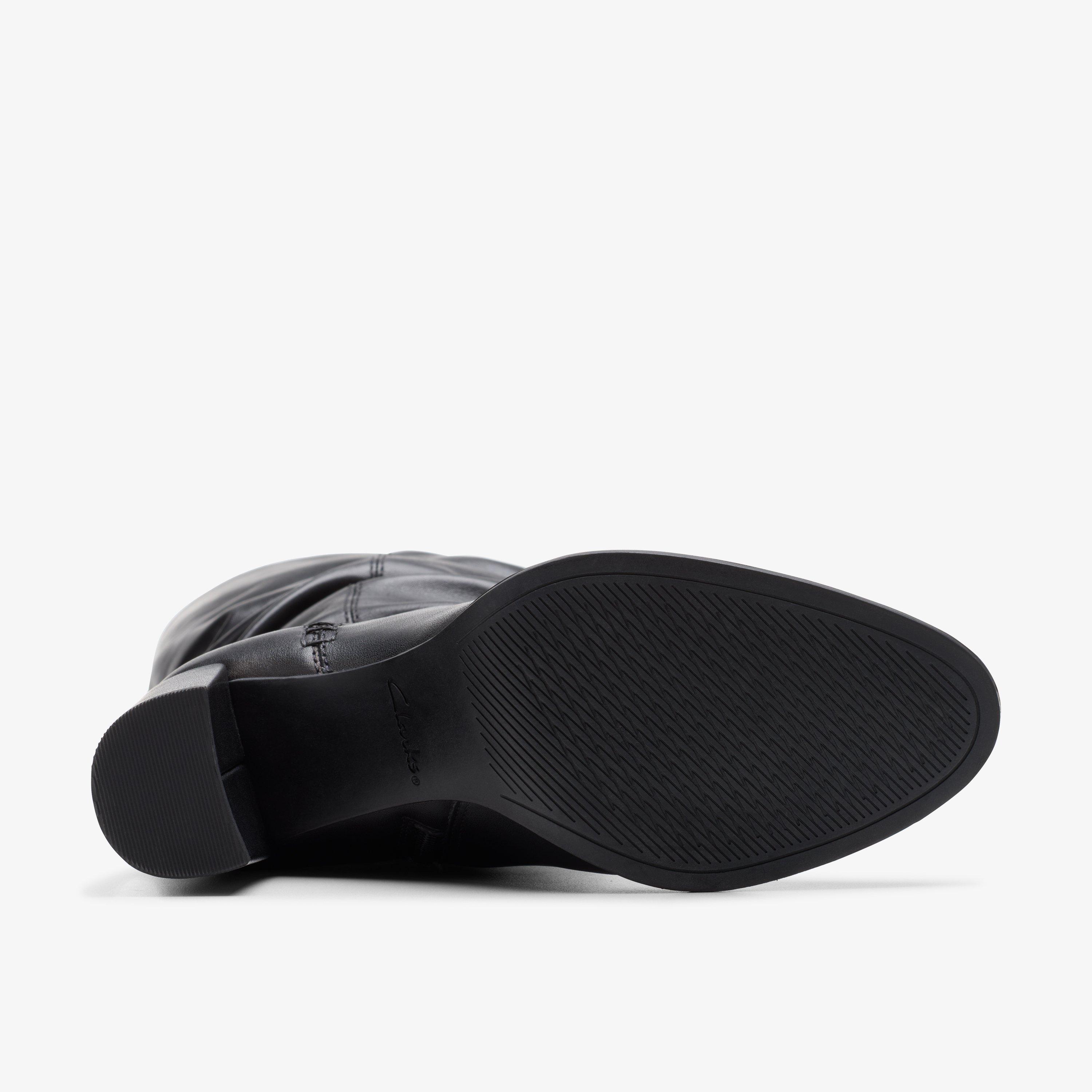 Womens Freva 85 Slouch Black Leather Knee High Boots | Clarks