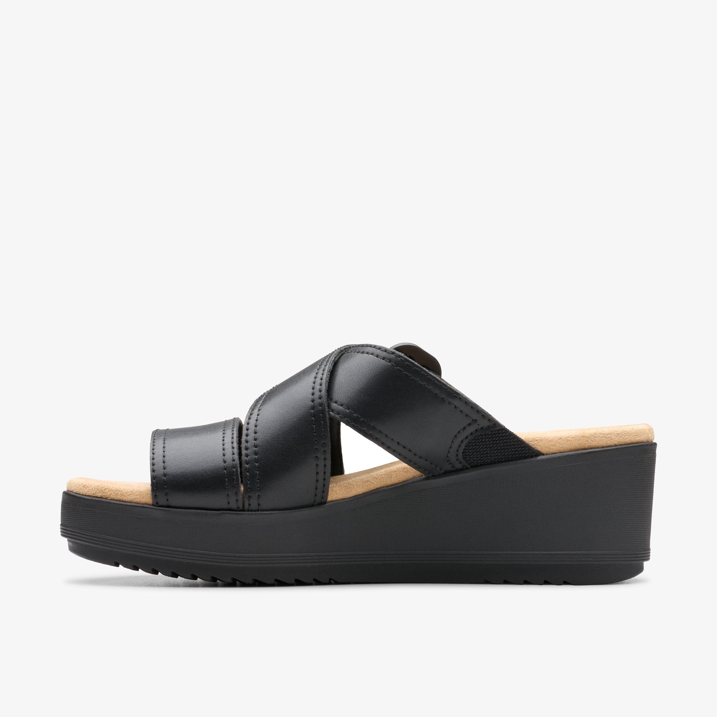 Womens Wrenly Jane Black Leather Wedges | Clarks EU