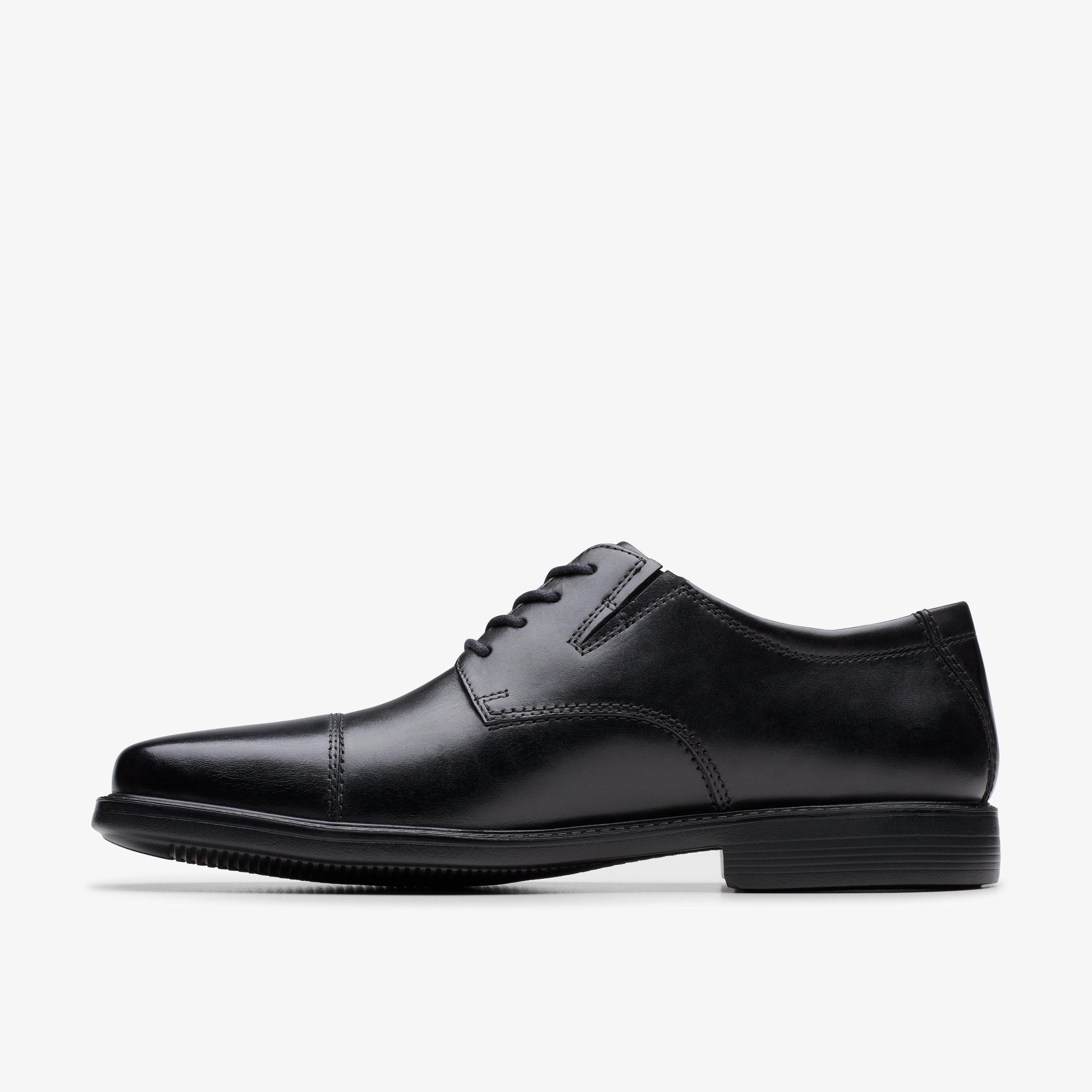 Mens Cosgrove Cap Black Leather Derby Lace Up Shoes | Clarks