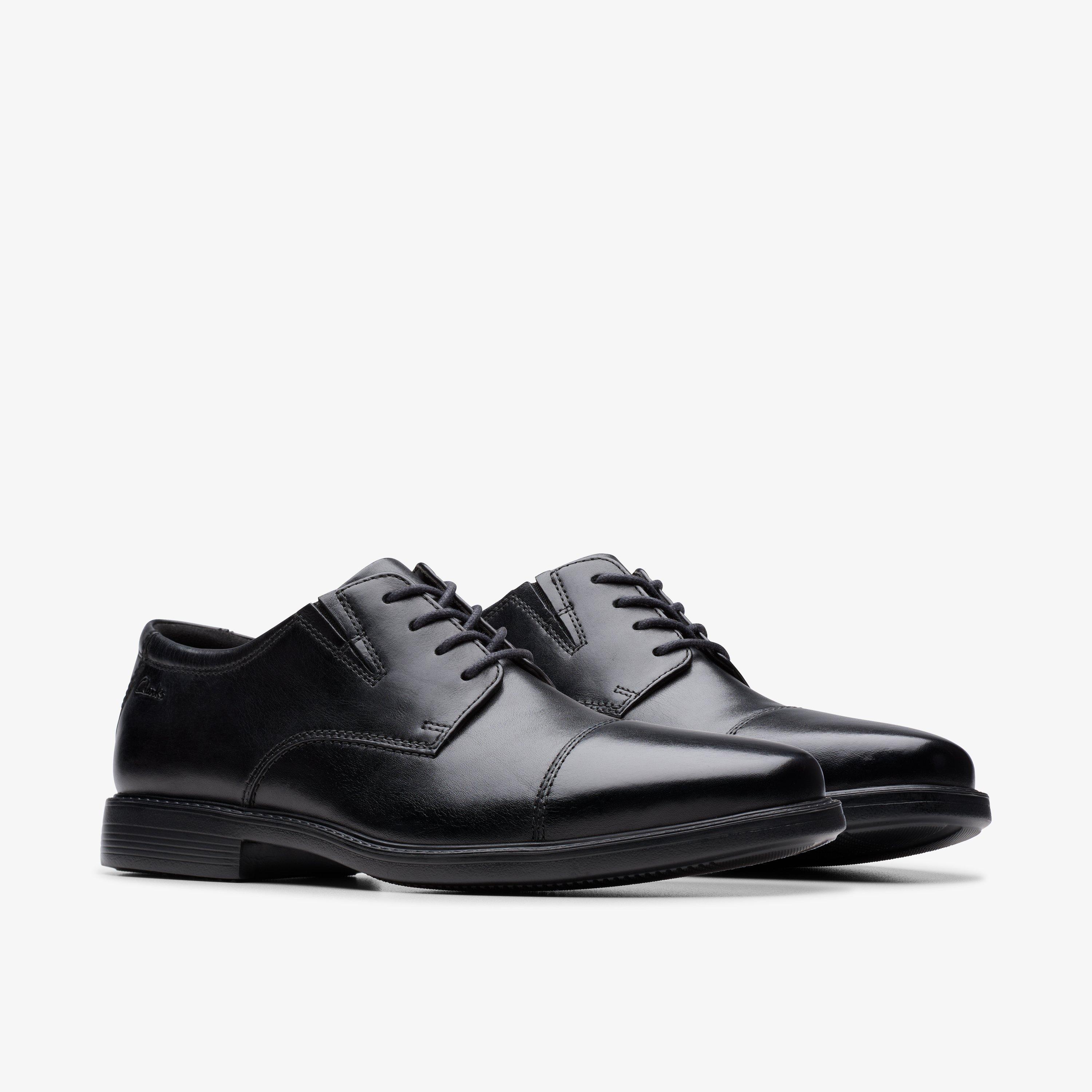 Chaussures Derby à lacets en cuir noir pour hommes Cosgrove Cap | Clarks
