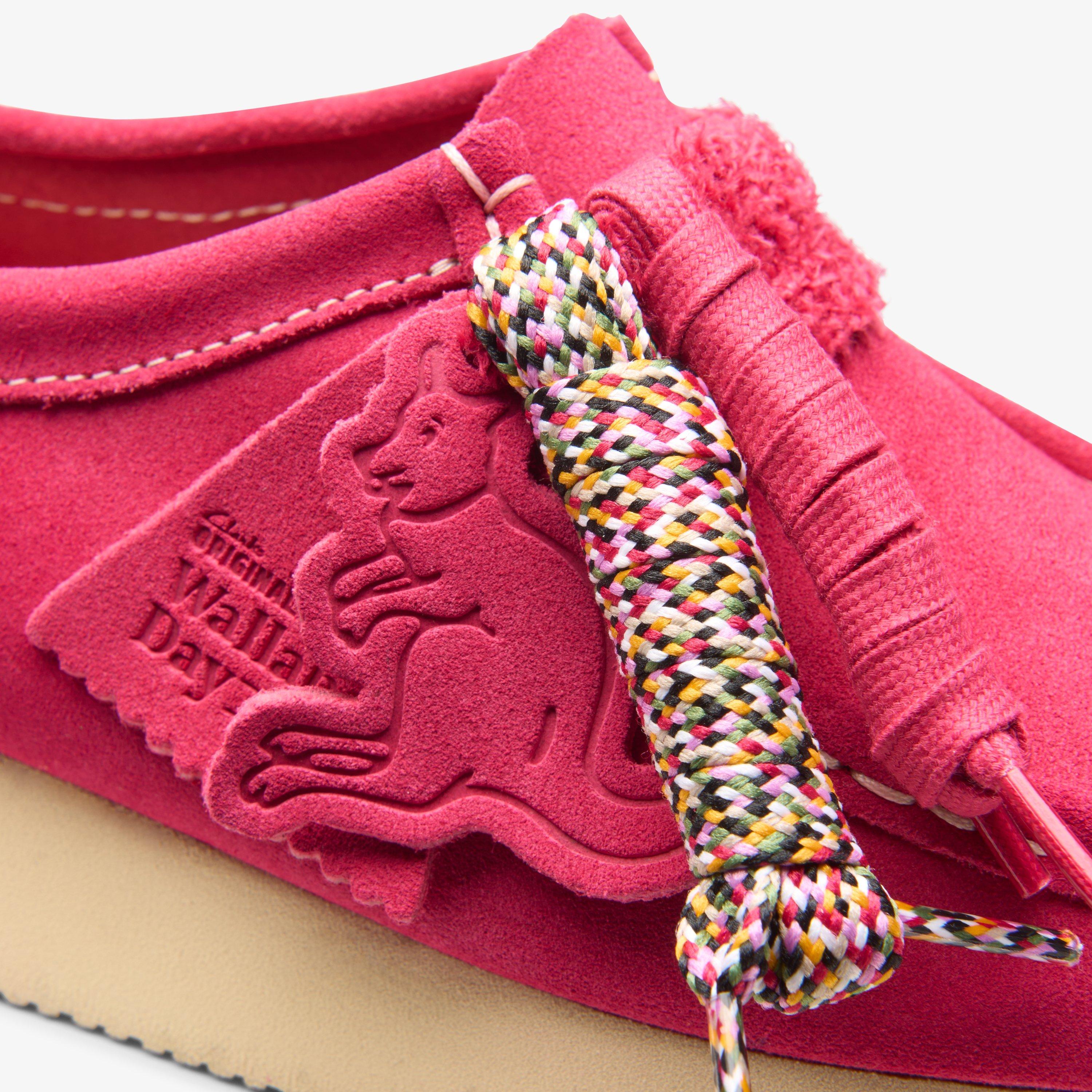 Womens Wallabee 2604 Bright Pink Suede Wallabee Lace Up Shoes | Clarks