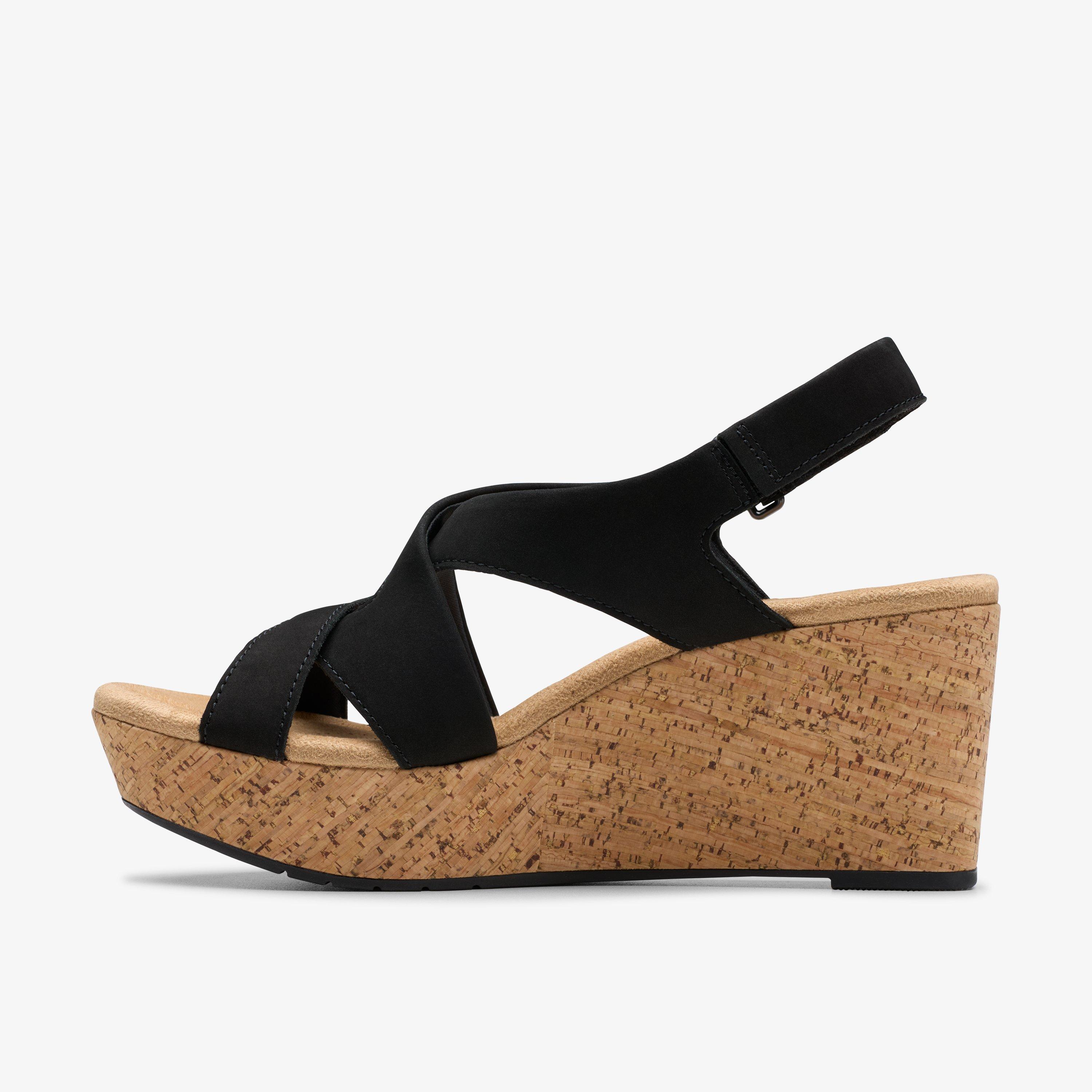 Womens Rose Style Black Nubuck Wedges | Clarks