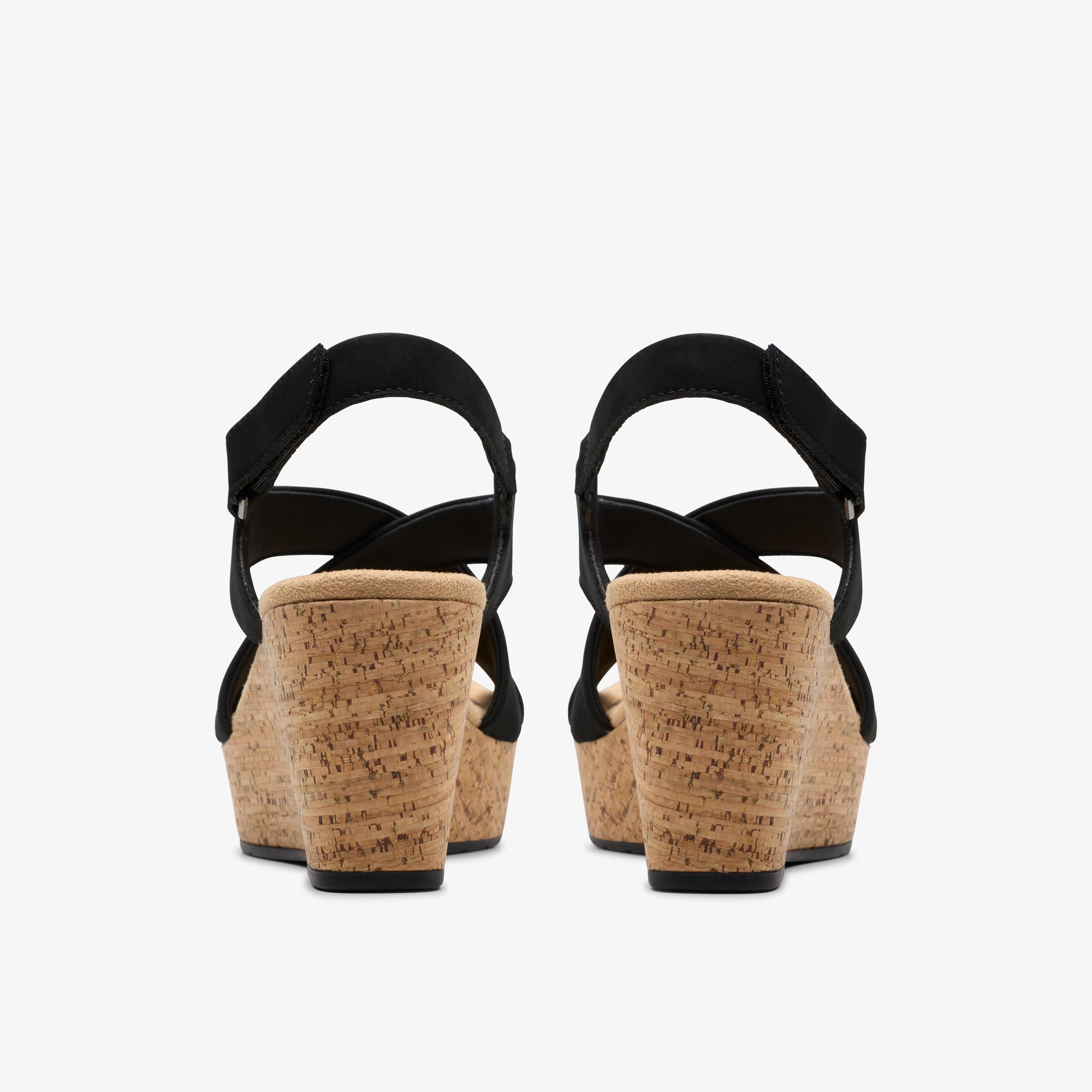 Womens Rose Style Black Nubuck Wedges | Clarks