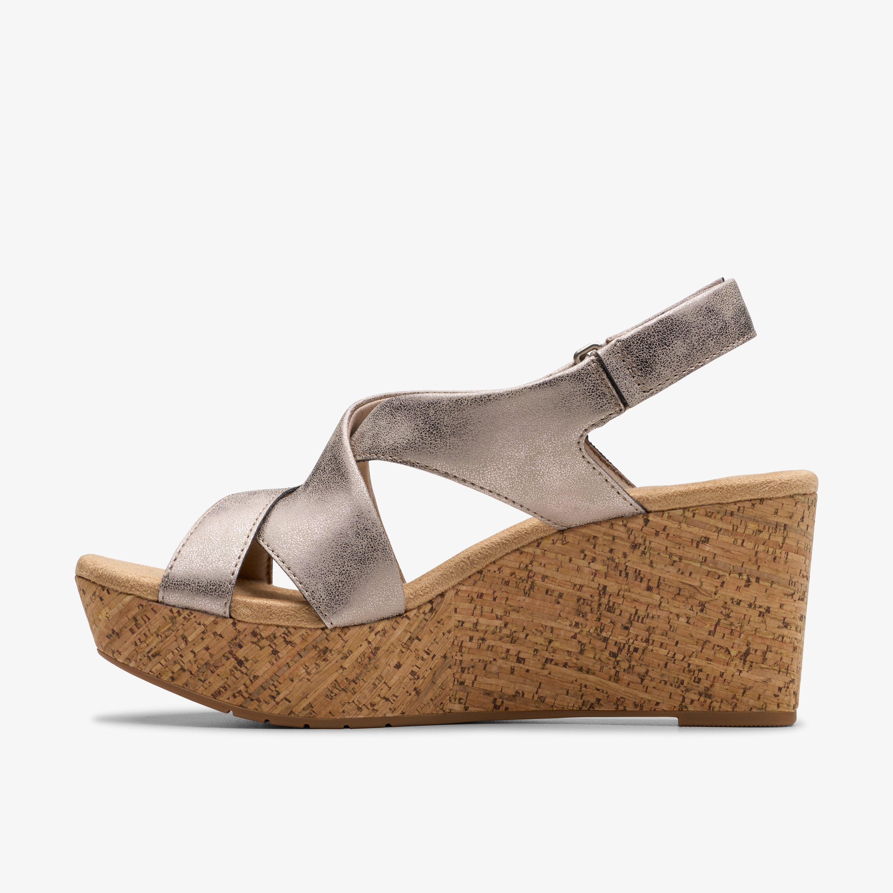 WOMENS Rose Style Taupe Metallic Wedges | Clarks
