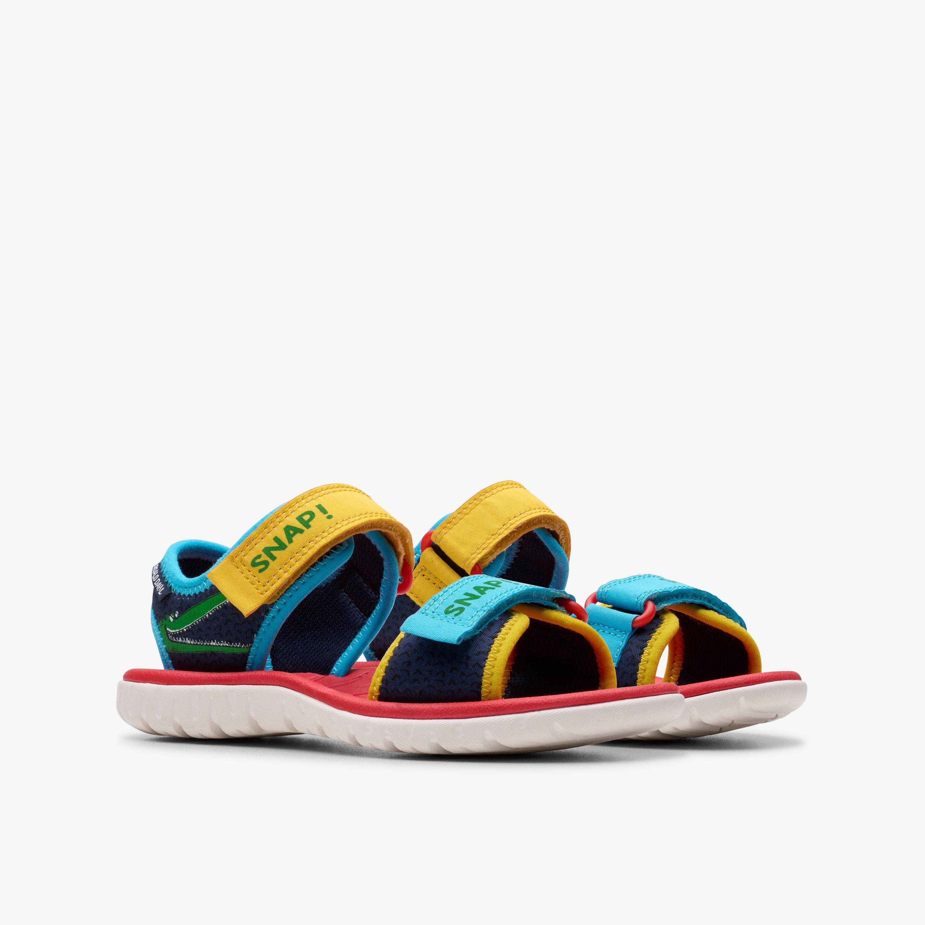 Kids Surfing Ace Navy Print Flat Sandals | Clarks US