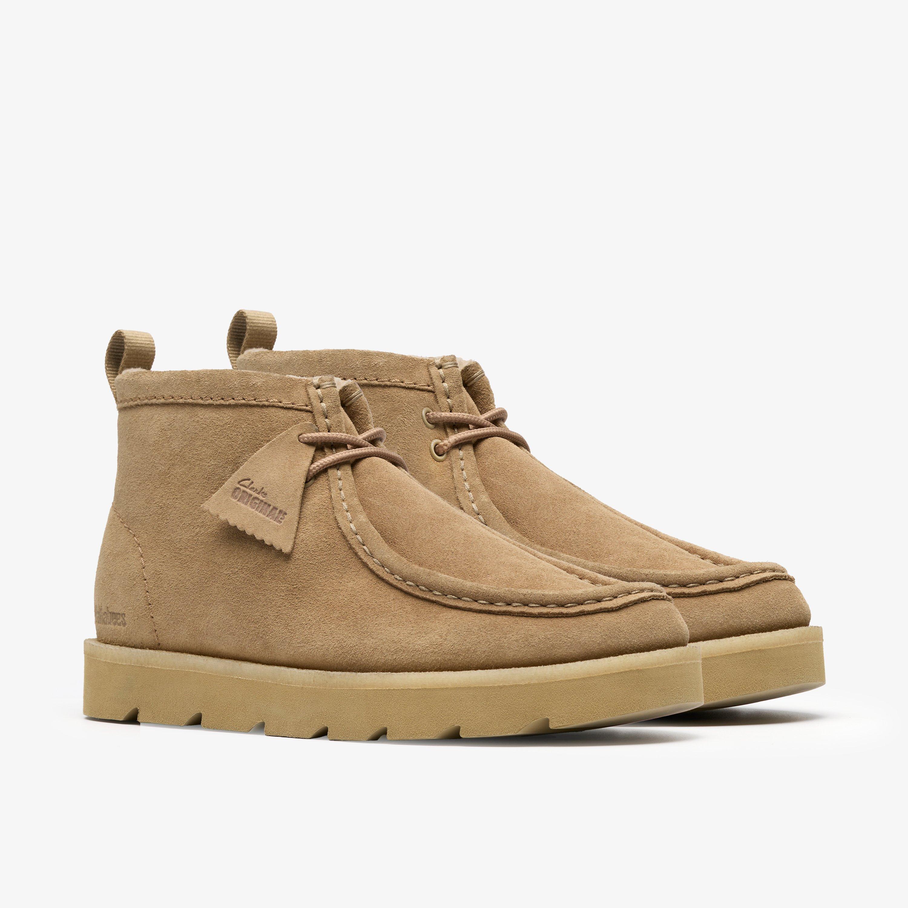 Mens Meare Walla Boot Dark Sand Warmlined Ankle Wallabee Boots | Clarks
