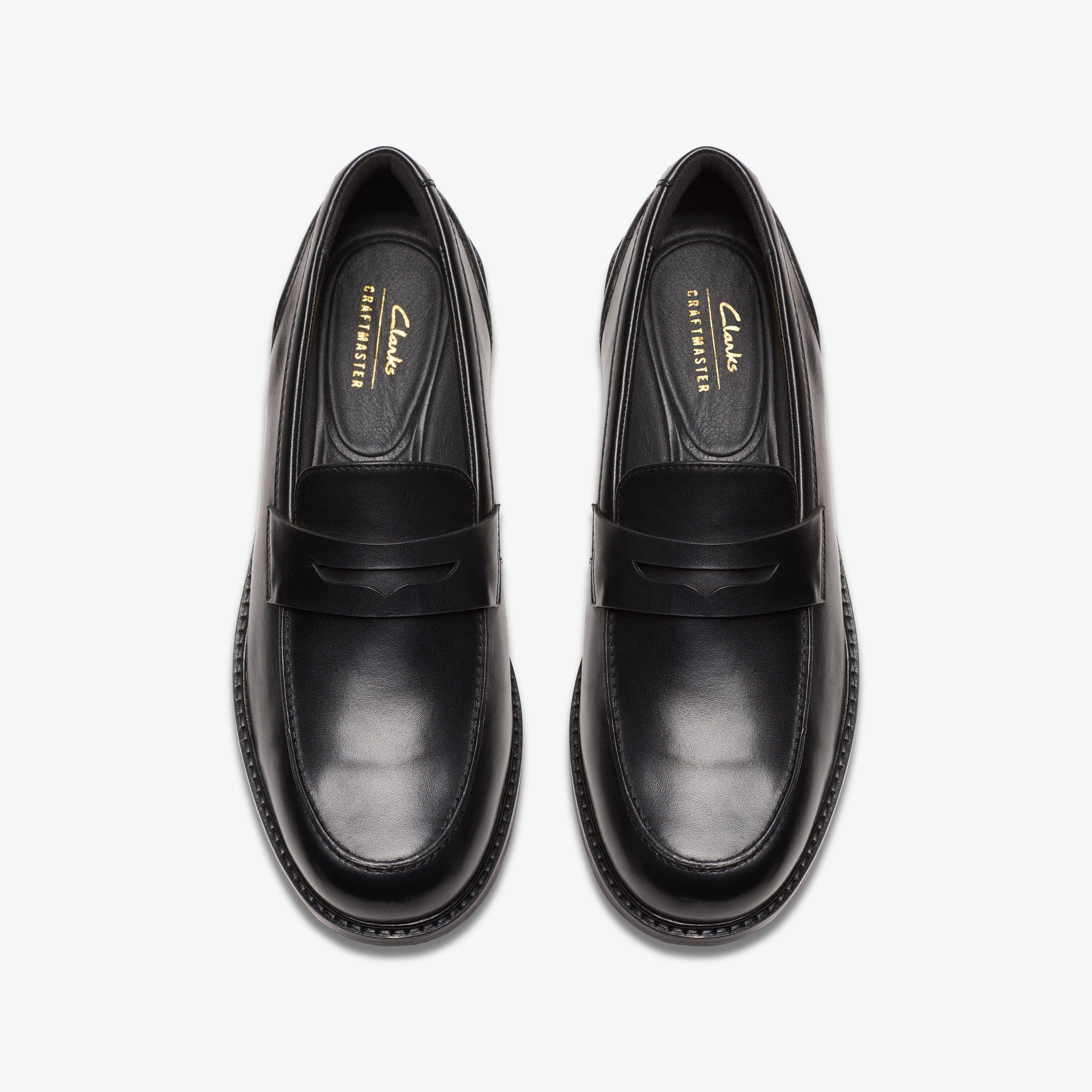 Mens Craft Arlo Lo Black Leather Loafers, Slip Ons Shoes | Clarks UK