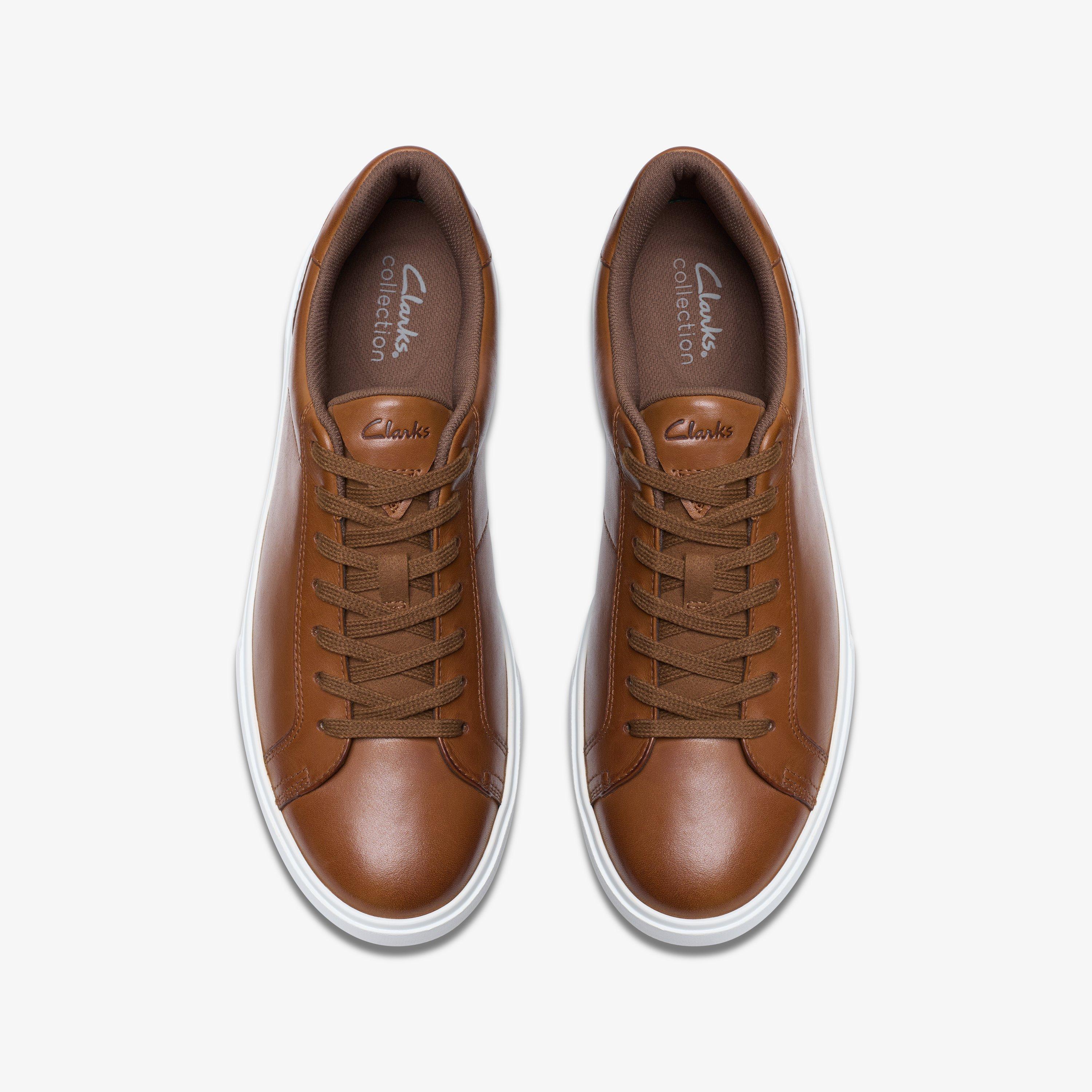 Mens Romsey Lace Tan Leather Lace Up Trainers | Clarks